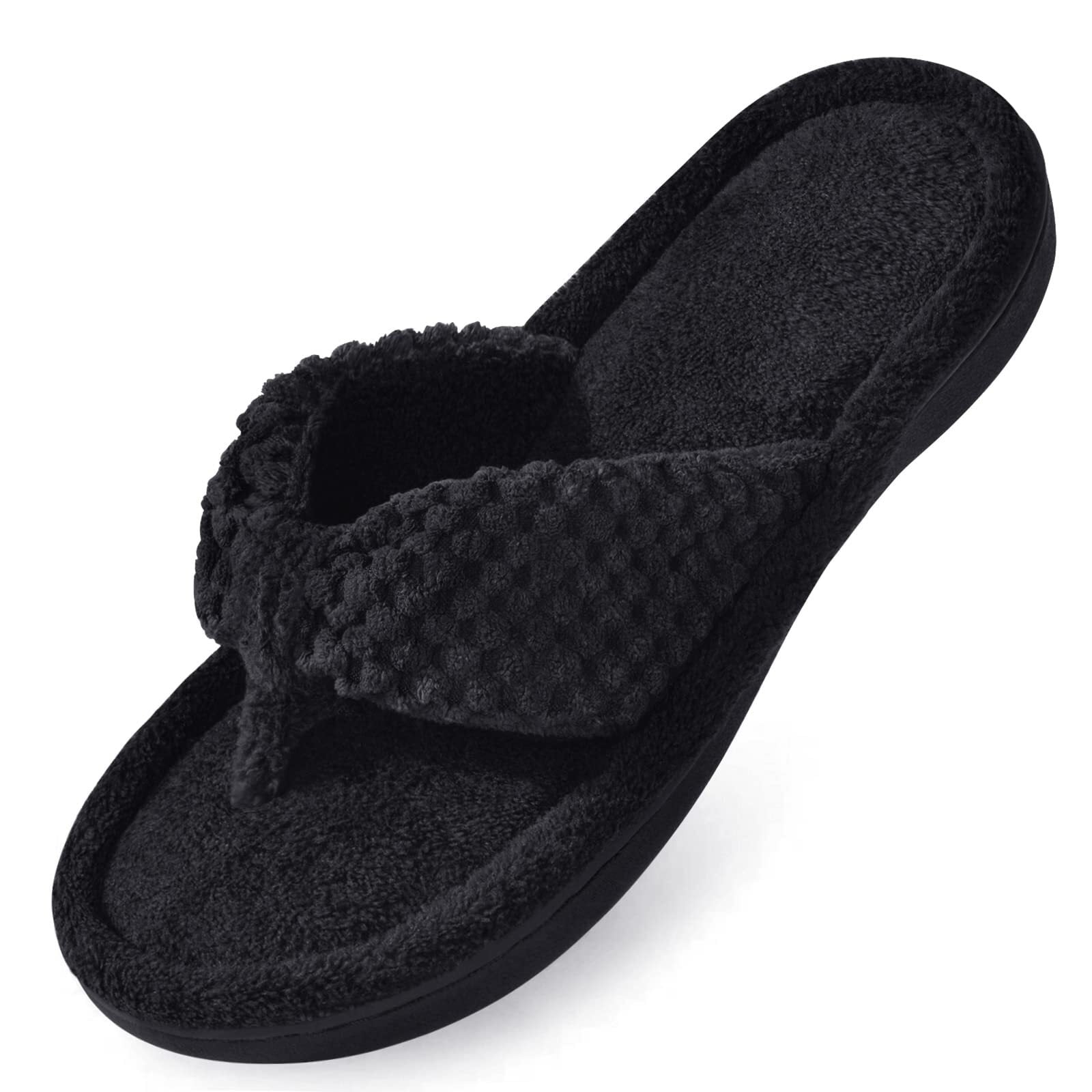 Women's Flip Flop Slippers Memory Foam Slip on Thong Slipper, Breathable Cozy Open Toe House ...