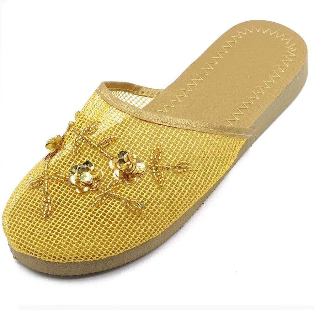 Women's Floral Beaded Mesh Chinese Slippers - Walmart.com