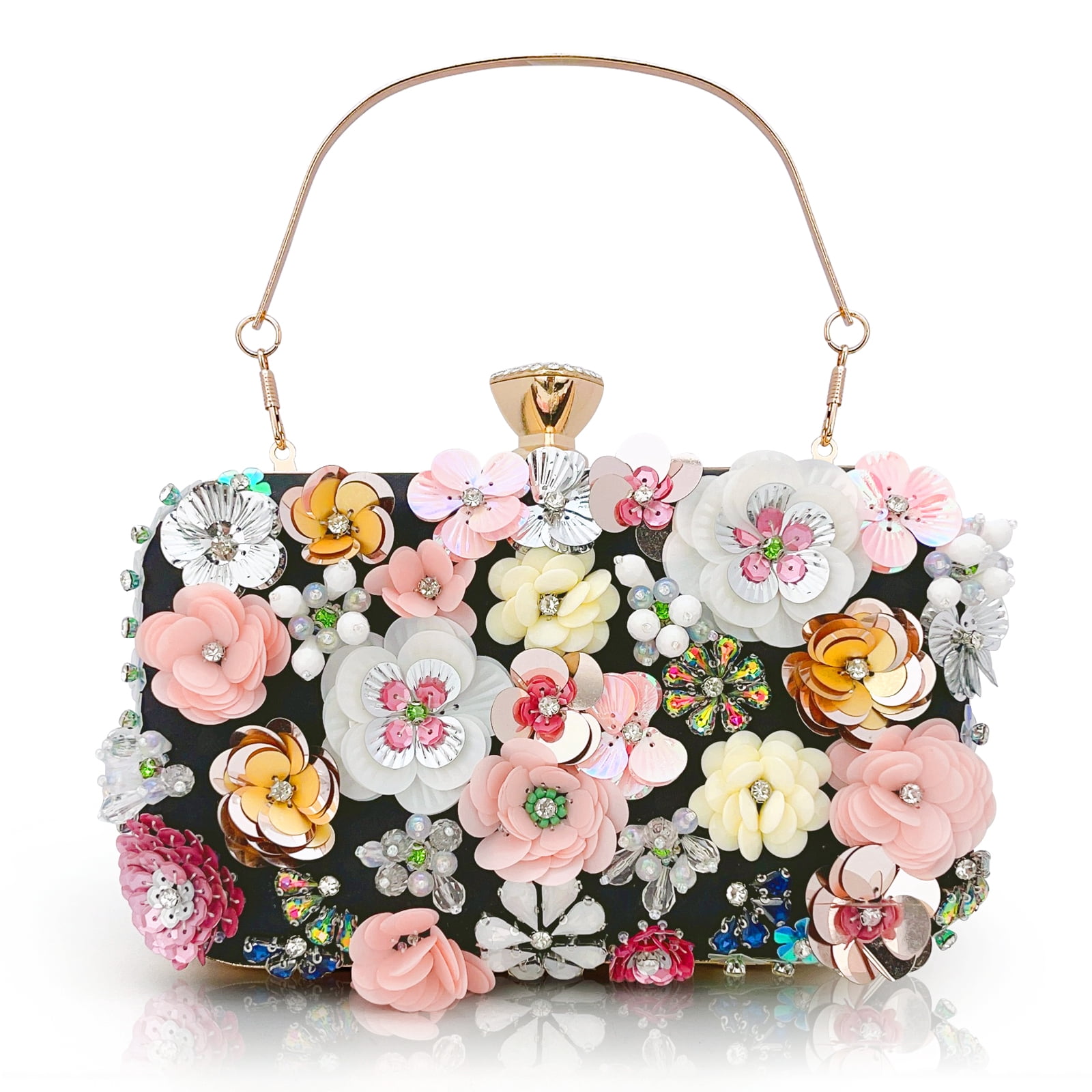 Women's Floral Evening bags 3D Sequins Evening Handbag Lady Party ...