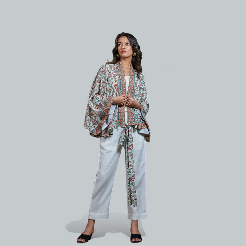Women's Floral Print Tie-Front Kimono - Walmart.com