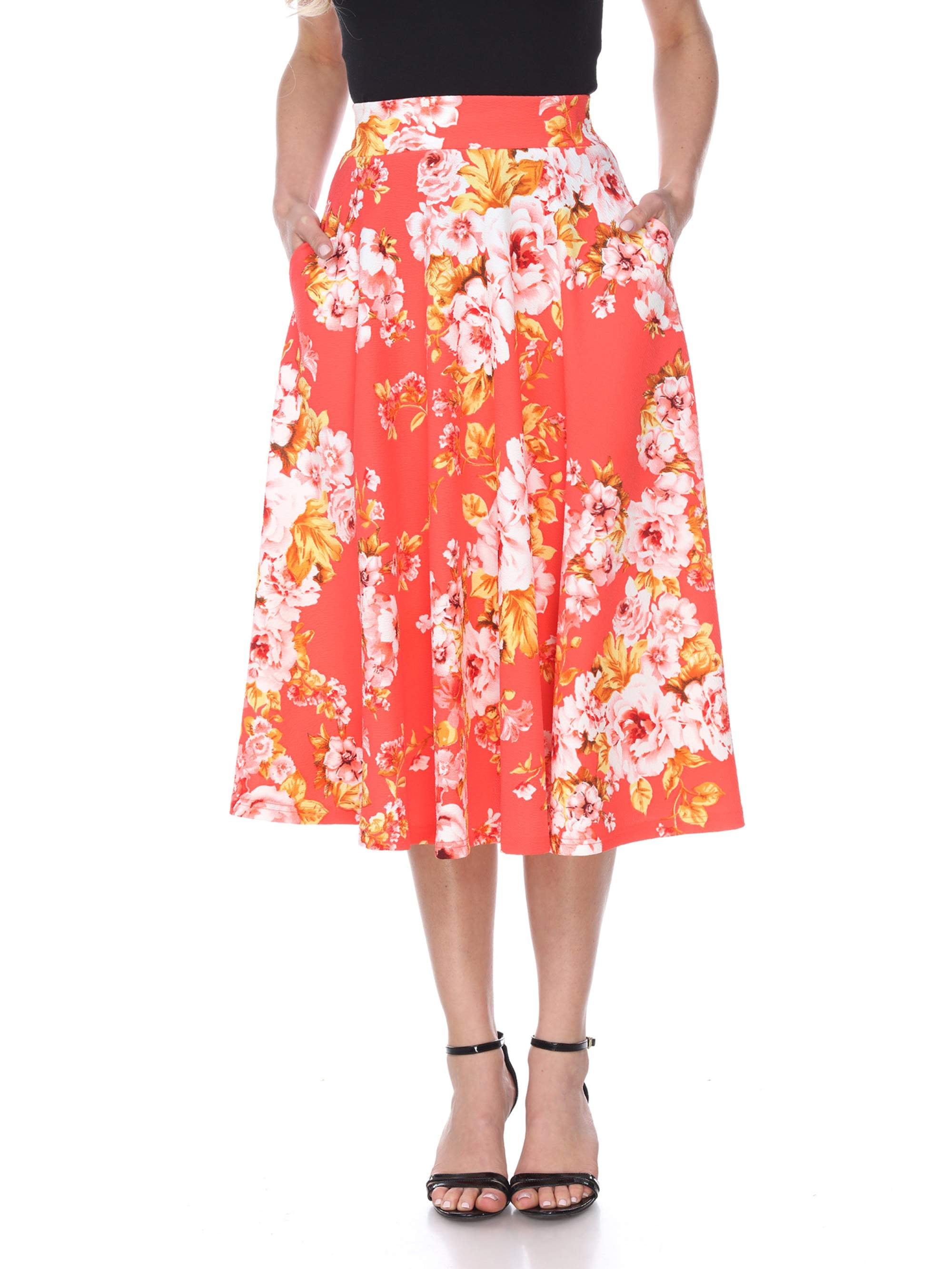 Women's Floral Printed Midi Skirt - Walmart.com
