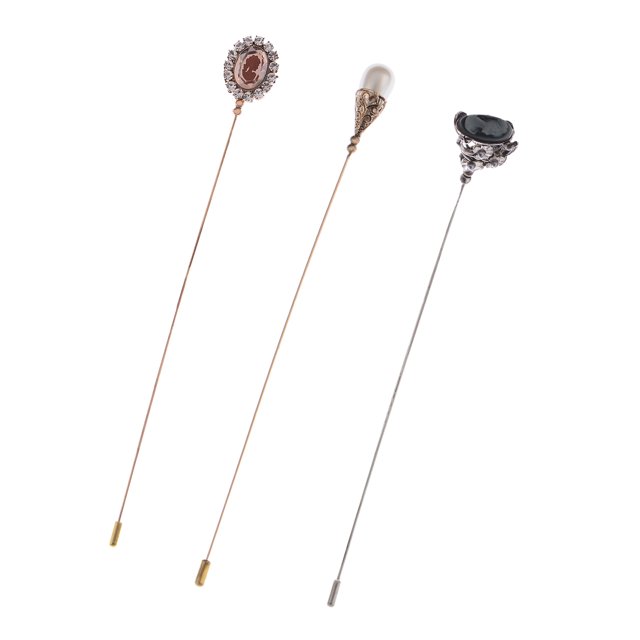 Women's Flower Hat Pin Amber Crystal Rhinestone Zircon Golden Lapel ...