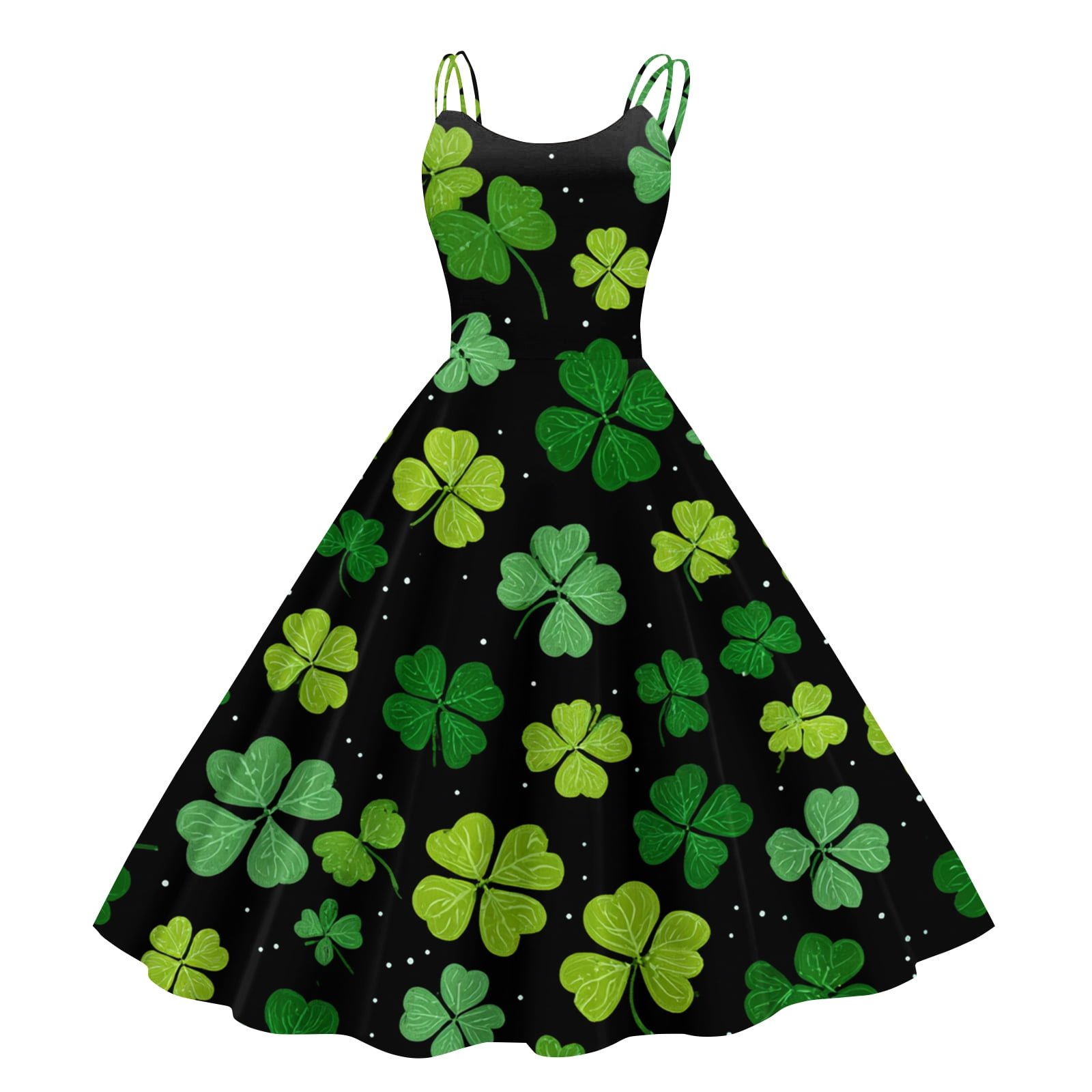Women's Flowy A Line Spaghetti Strap Sundress St. Patrick s Day Themed ...