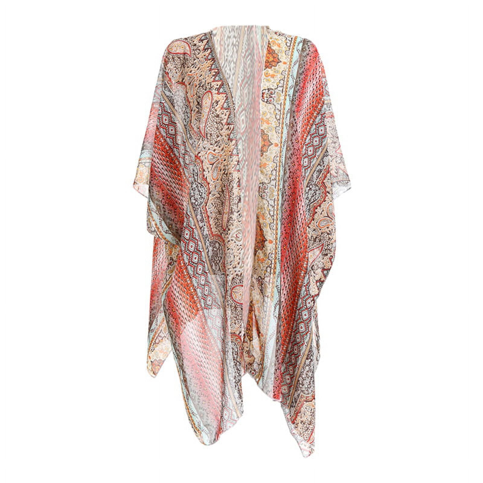 Women's Flowy Kimono Boho Chiffon Floral Beach Cover Up Tops - Walmart.com