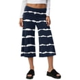 Women's Fold Over Capri Pants Y2K Low Rise Wide Leg Flowy Gaucho Pants ...
