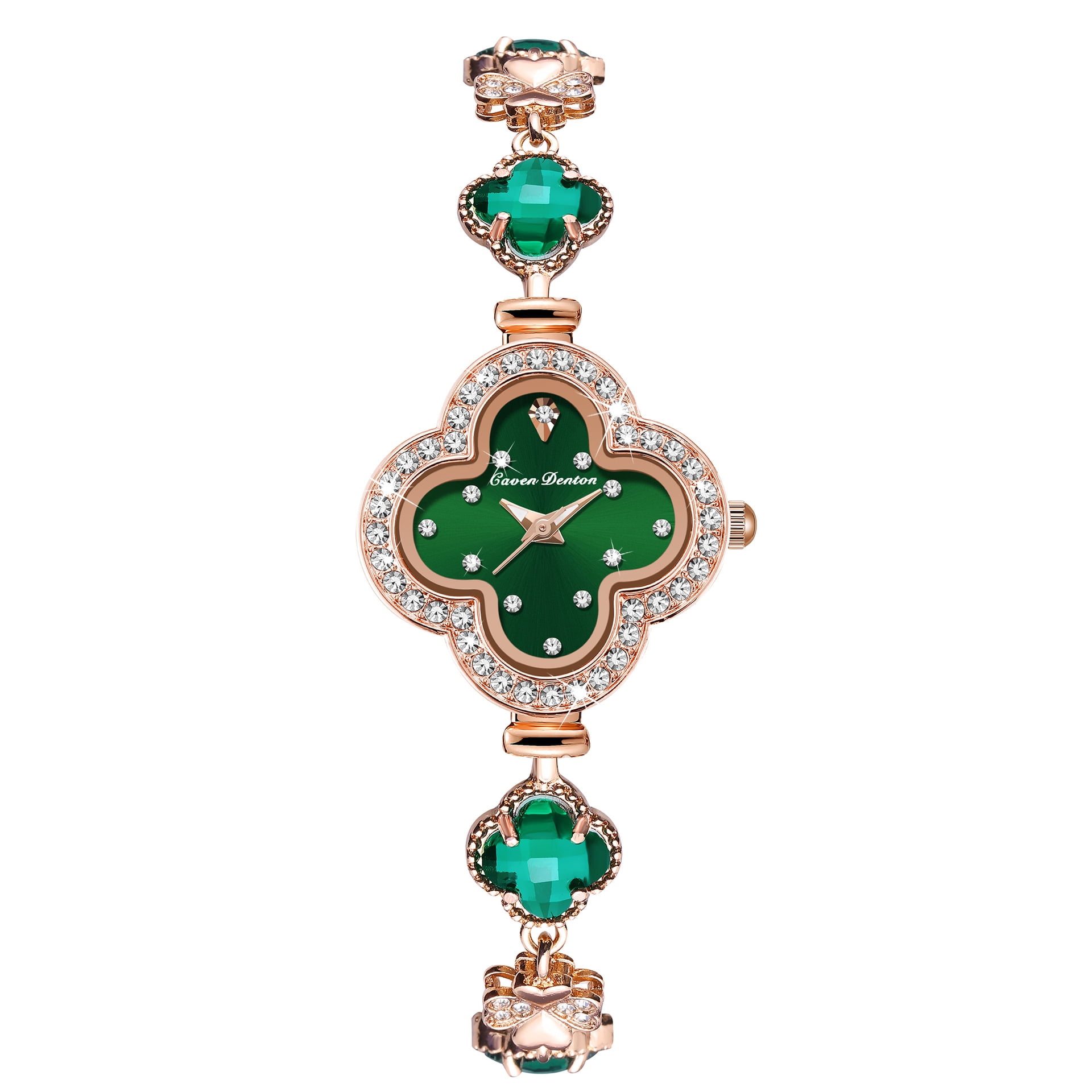 Women's Four-Leaf Clover Bracelet Watch, Crystal Inlaid Dial, 3ATM ...