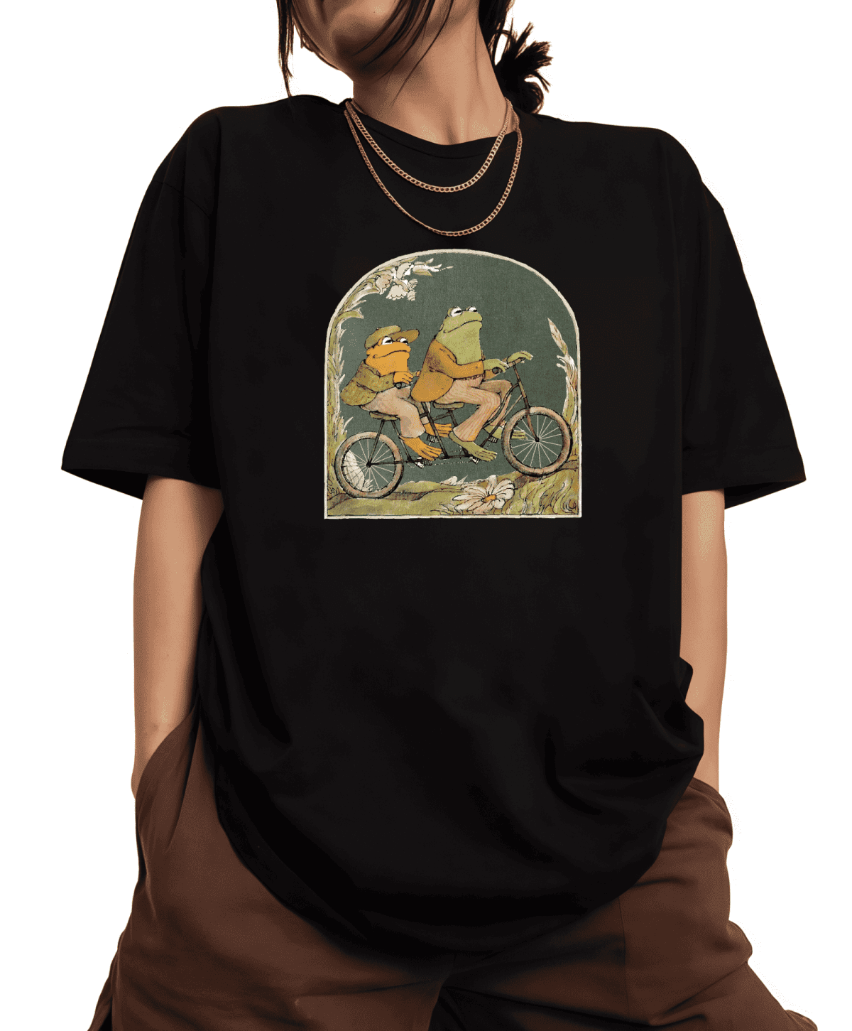 Women's Frog And Toad Cycling Printed Cotton Crew Neck T Shirt Black S ...