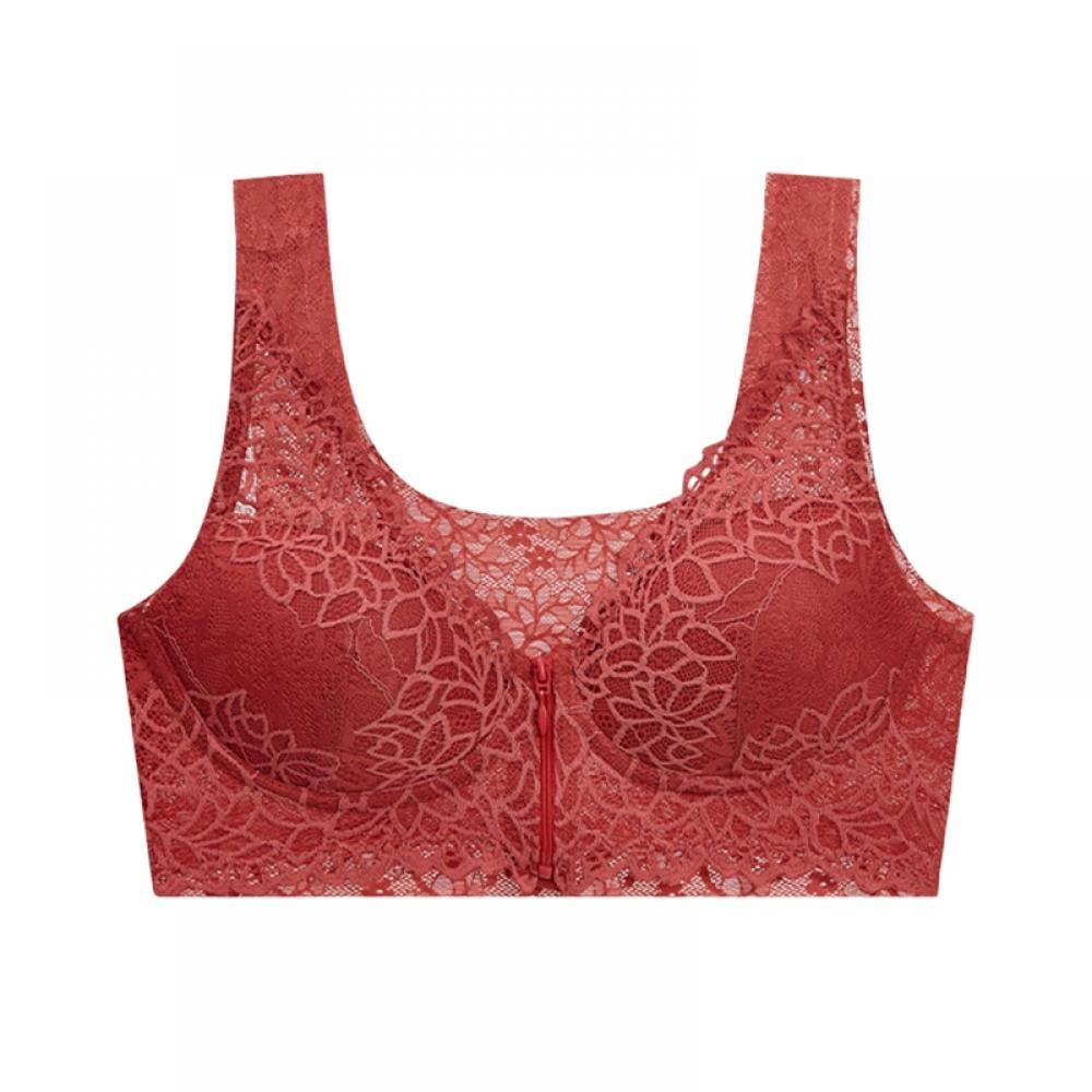 Women's Front Closure Bra Lace Back Push Up Non Padded Wirefree ...