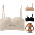 Women's Front Closure Strapless Bra Detachable Straps Small Bust Push ...