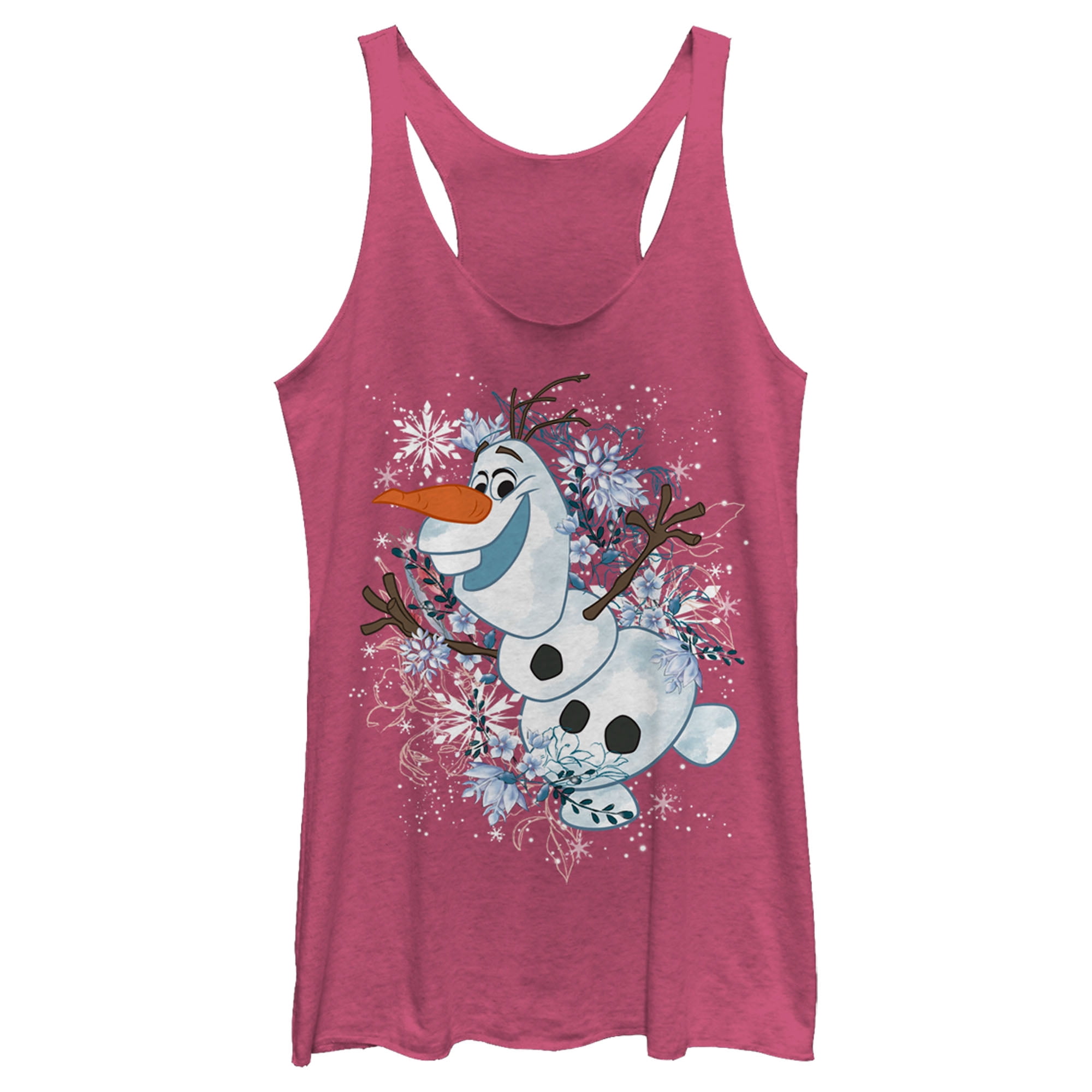 Women's Frozen Olaf Snowflake Storm Racerback Tank Top Pink Heather ...