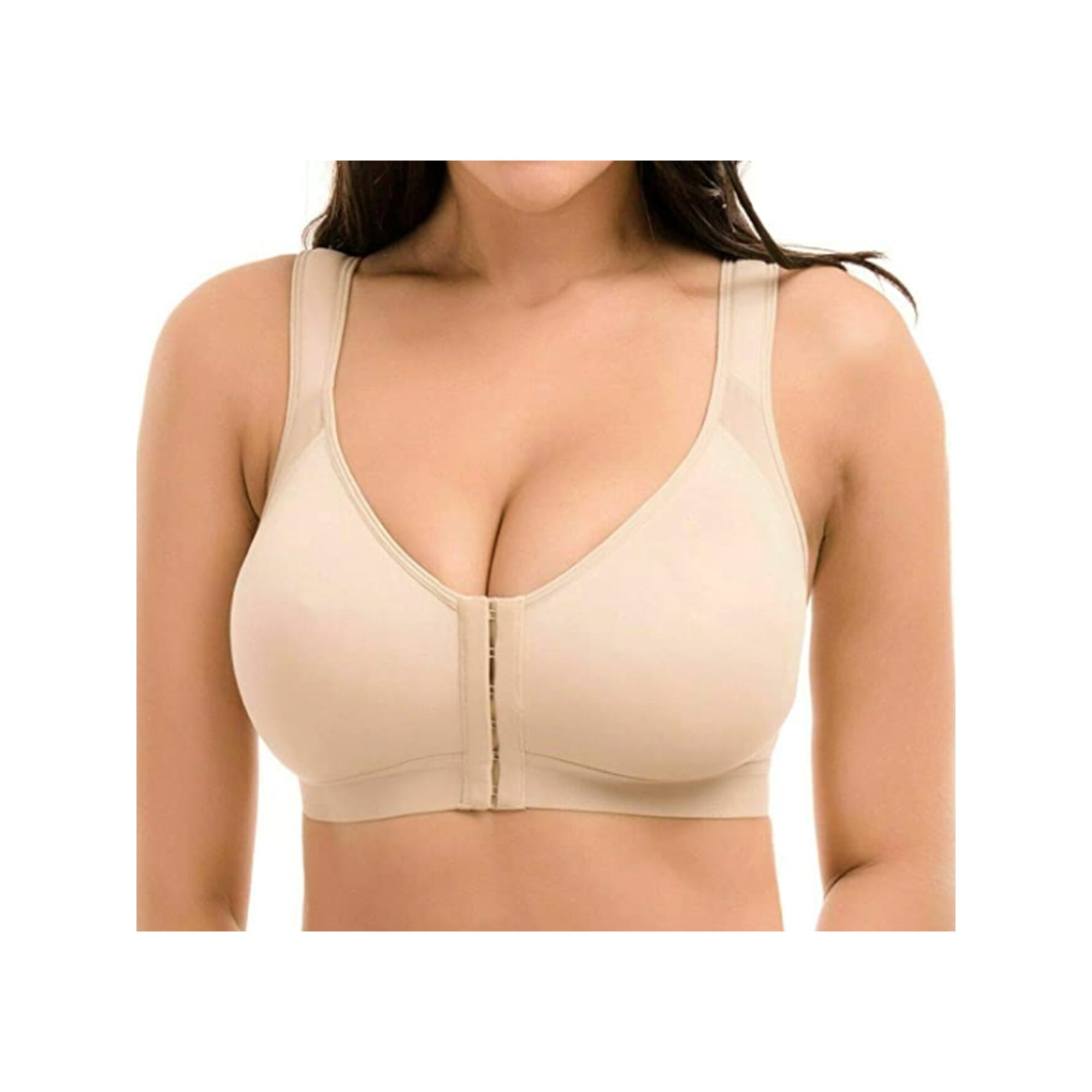 Women's Full Coverage Front Closure Wire Free Back Support Posture Bras For Woman Unlined Bras ...