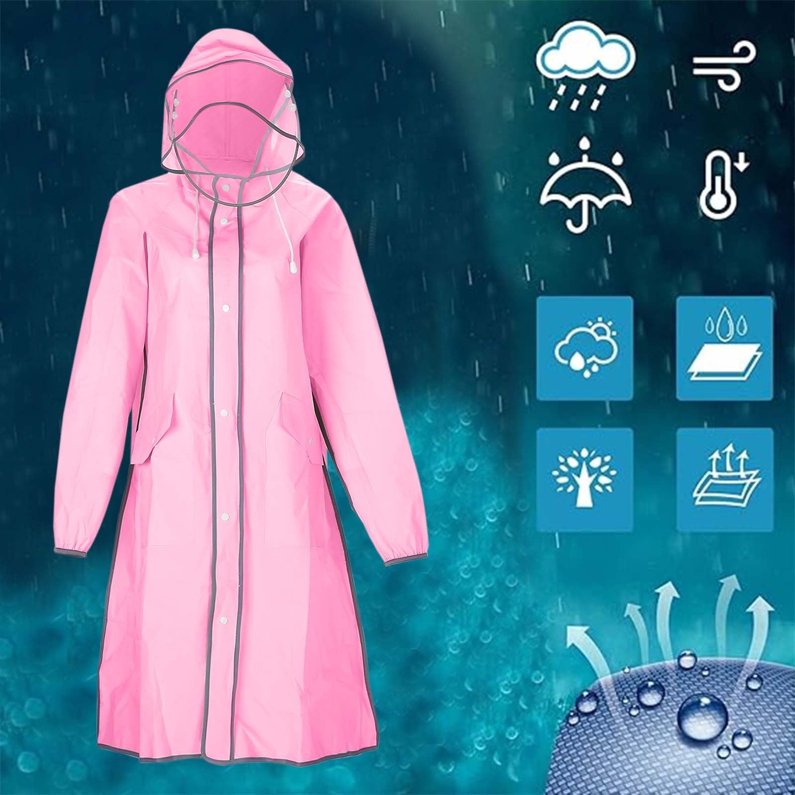 Women's Full Length Raincoat Overall Suit For Adults With Hooded Rain ...