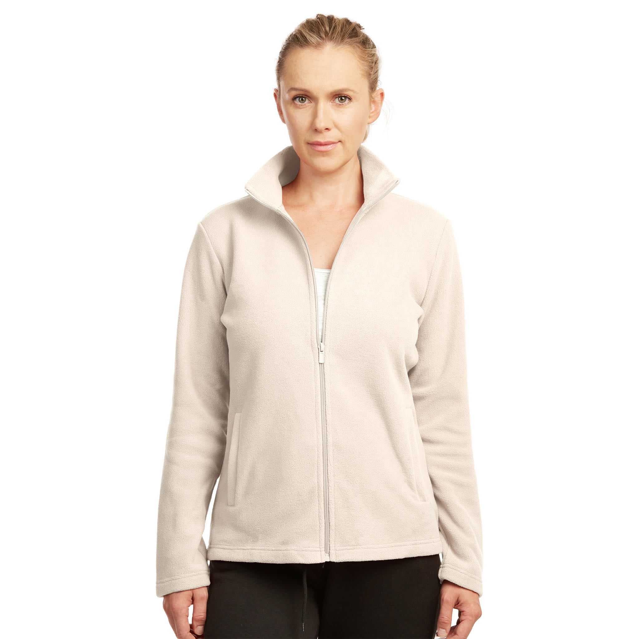 Women's Full-Zip Polar Soft Fleece Jacket, Oat L, 1 Pack - Walmart.com
