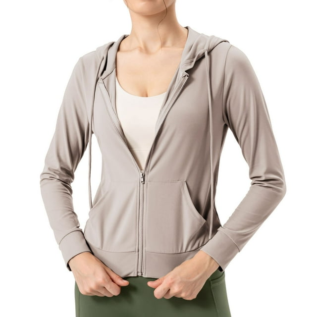 Women's Full Zip Workout Jackets, Long Sleeve Running Jacket with ...