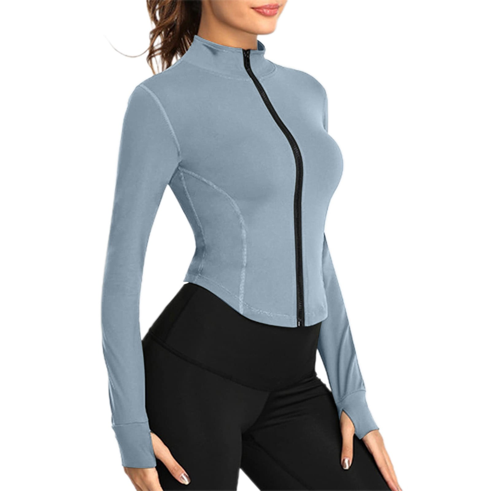 Women's Full Zipper Light Sportswear With Thumb Opening Walking Coat ...