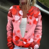Women's Funny Fall Winter Heart Long Sleeve Button Knit Cardigan ...
