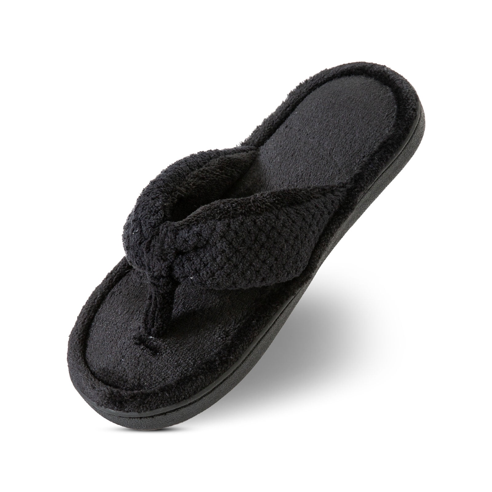 Women's Fuzzy Thong Bedroom Slippers, Faux Fur Open Toe Slide, Memory ...