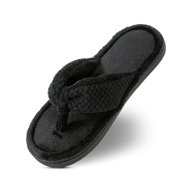 Women's Fuzzy Bedroom Flip Flop Slippers, Faux Fur Open Toe Slide ...