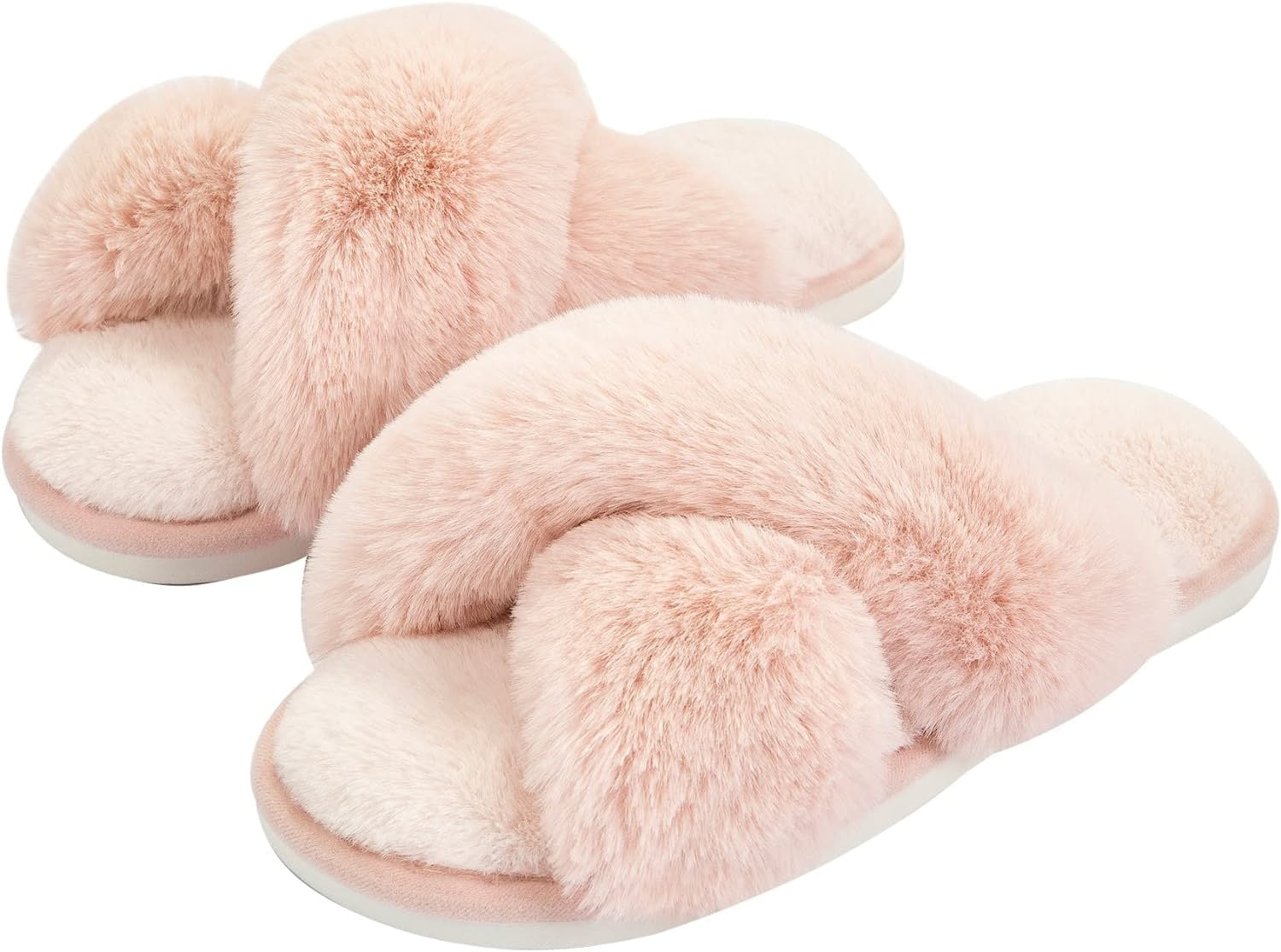 Women's Fuzzy Slippers House Slippers Cross Band Slippers Indoor Outdoor Soft Plush on Open Toe ...
