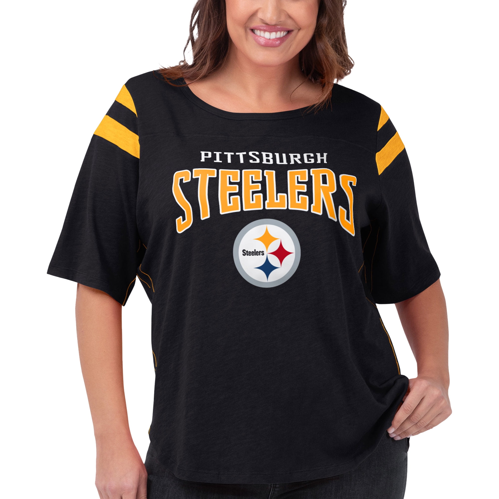 Women's G-III 4Her by Carl Banks Black Pittsburgh Steelers Plus Size ...