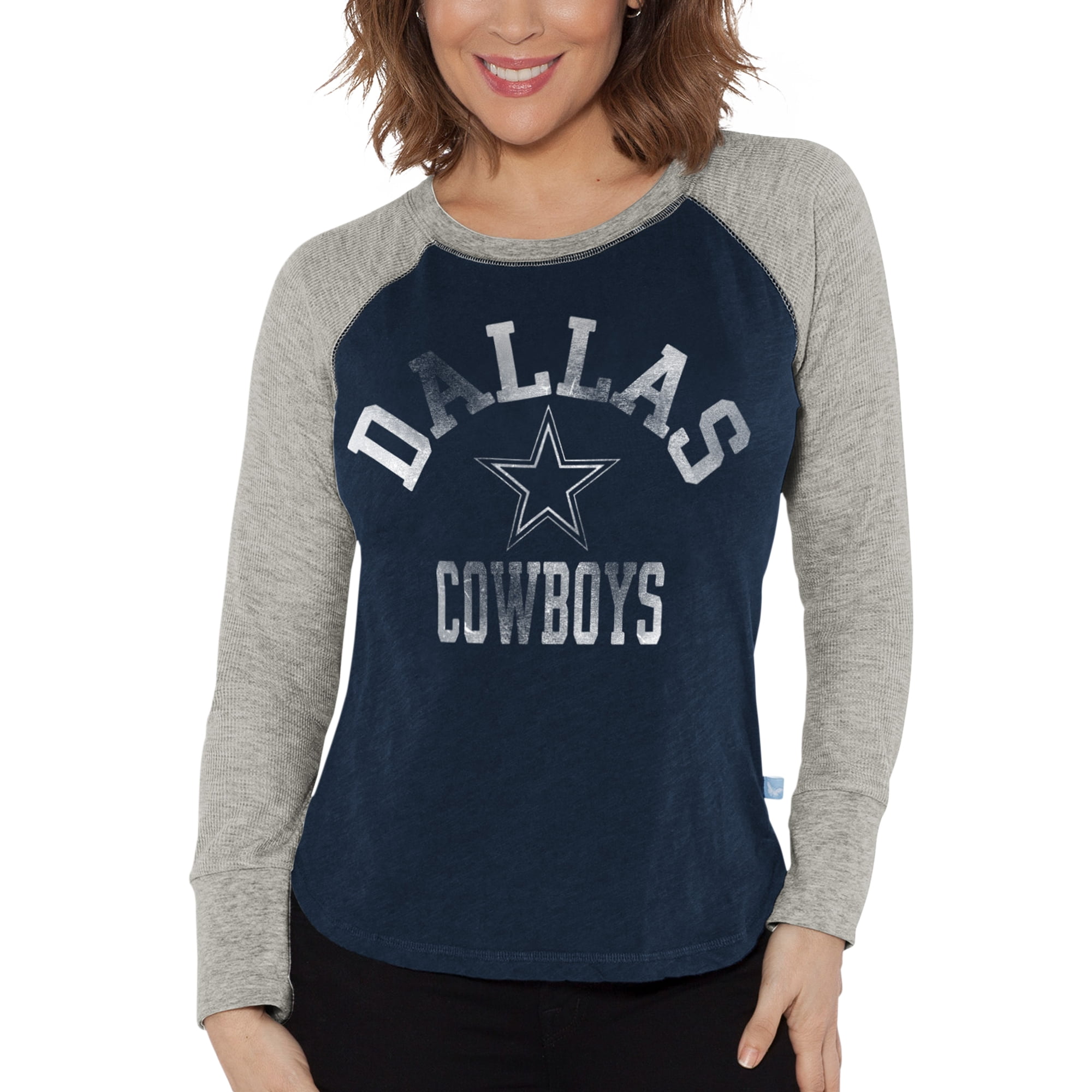 Women's G-III 4Her by Carl Banks Navy/Gray Dallas Cowboys Raglan Waffle ...