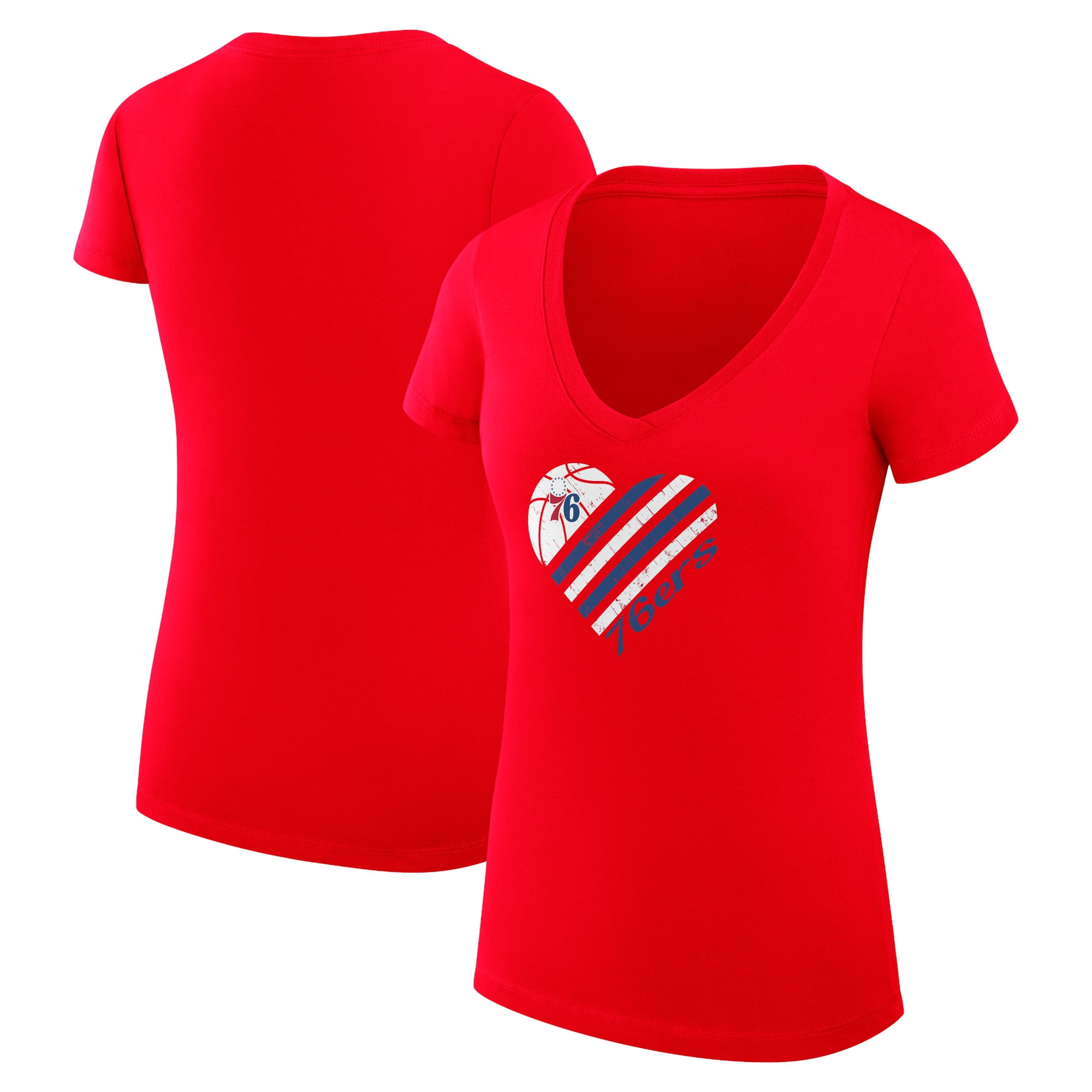 Women's G-III 4Her by Carl Banks Red Philadelphia 76ers Heart V-Neck T ...