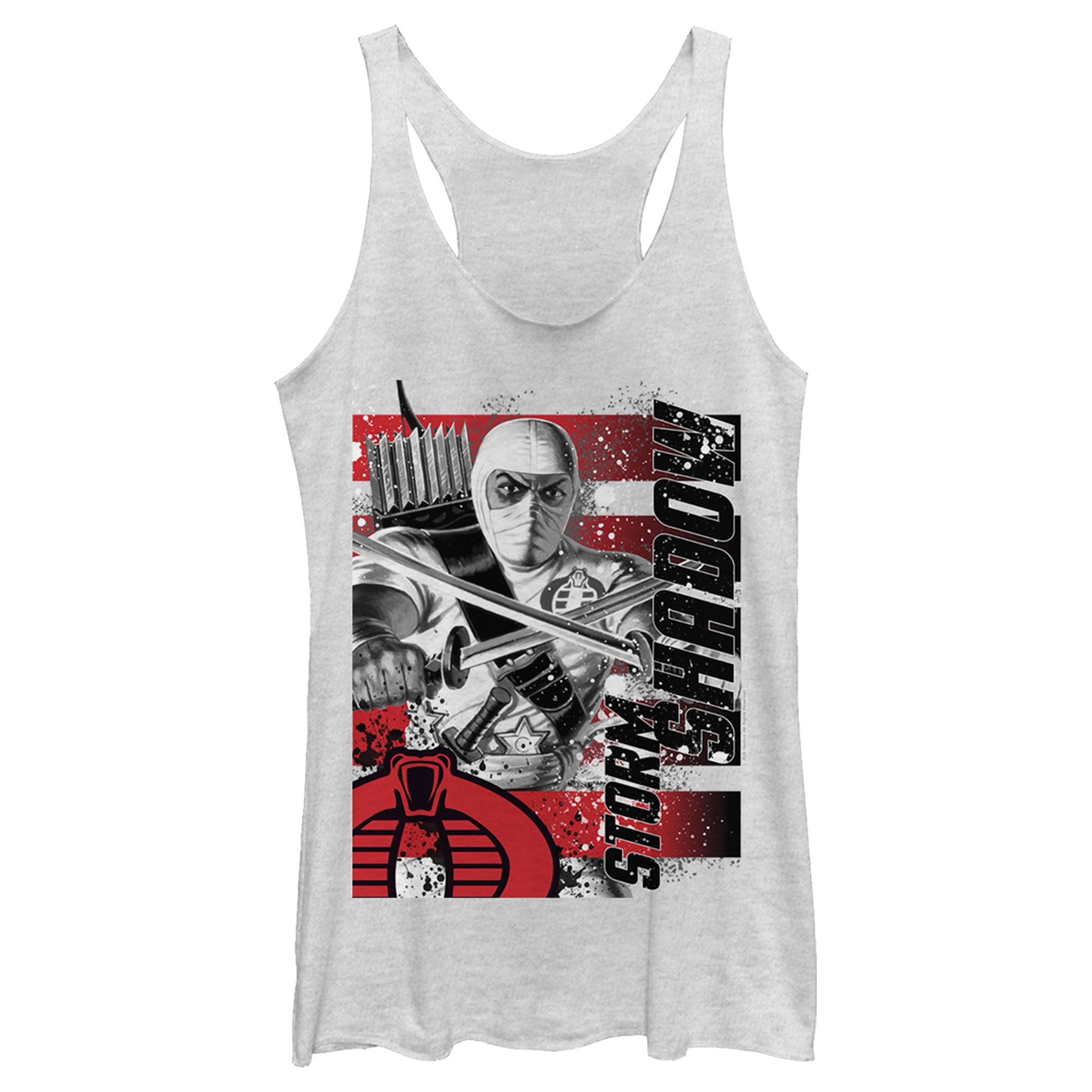 Women's GI Joe Storm Shadow Portrait Racerback Tank Top White Heather ...