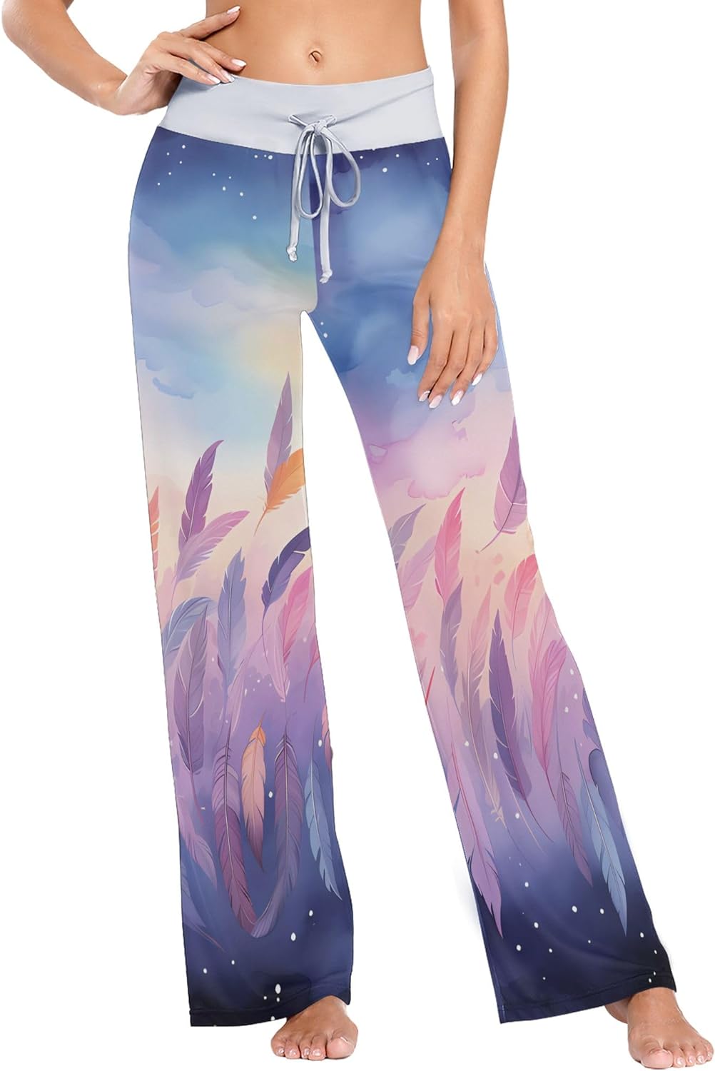 Women's Galaxy Sky Feather Pajama Pants, Casual Pajama Bottoms Lounge ...