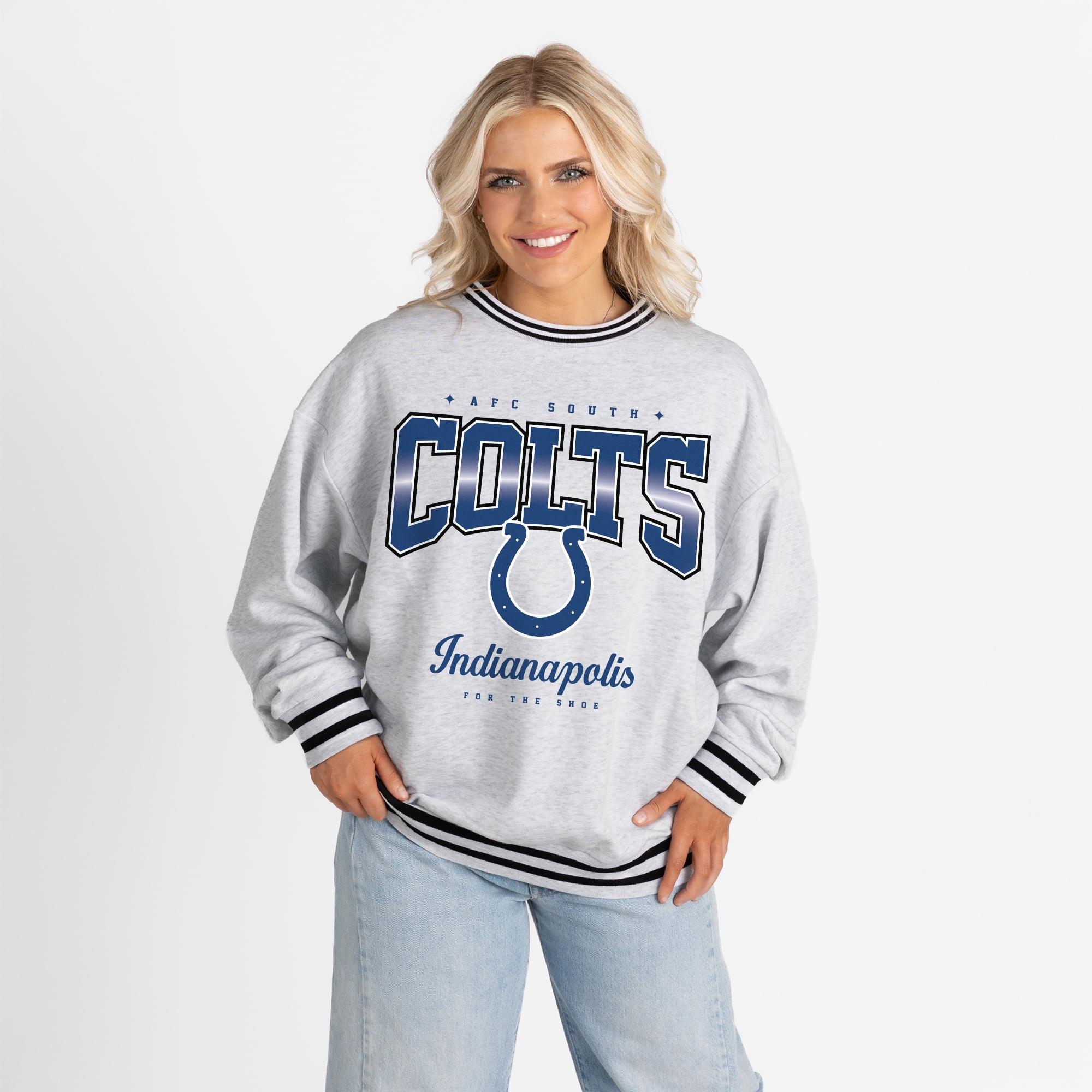 Women's Gameday Couture Ash/Black Indianapolis Colts Oversized Gridiron ...