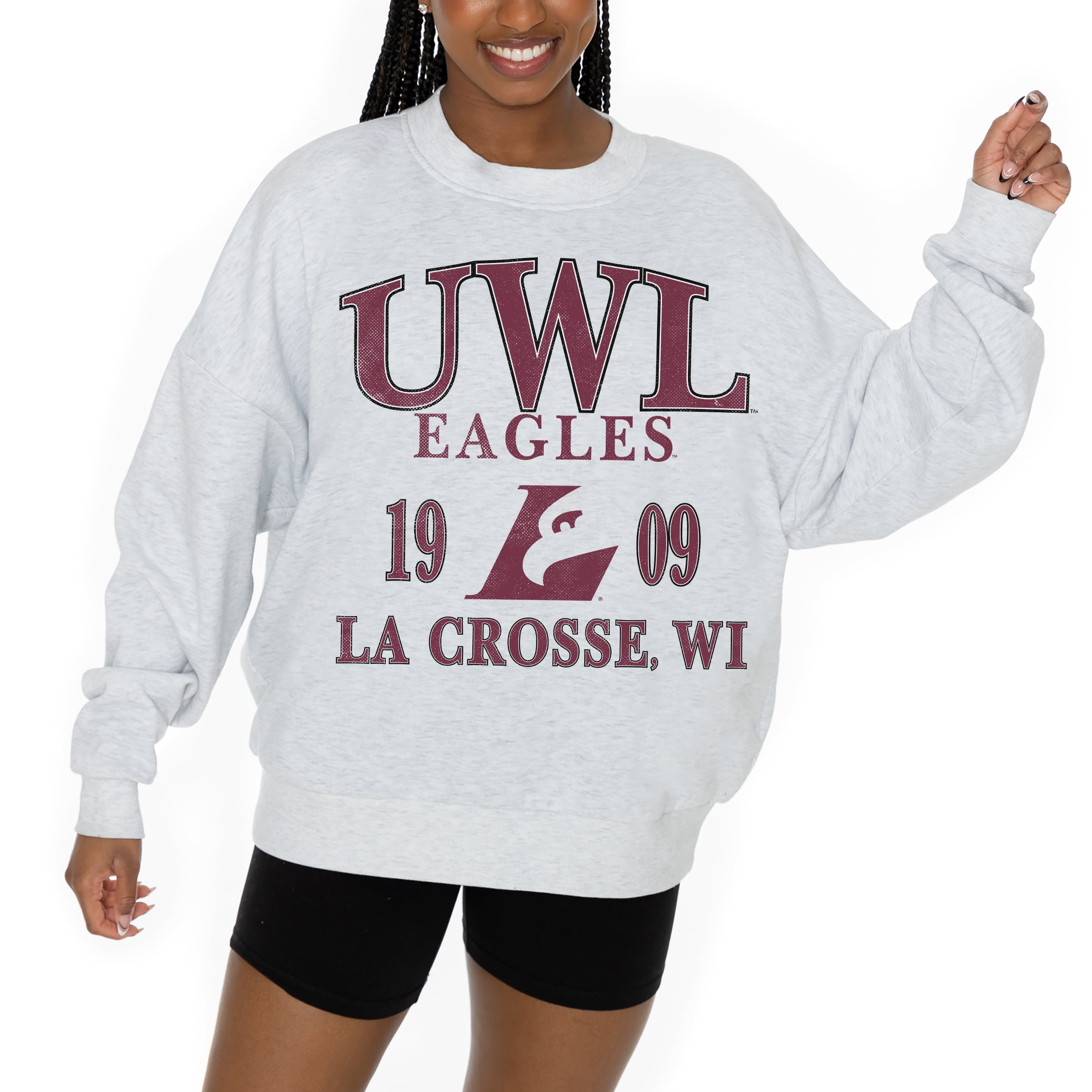 Women's Gameday Couture Ash Wisconsin-La Crosse Eagles Premium Fleece Pullover Sweatshirt ...