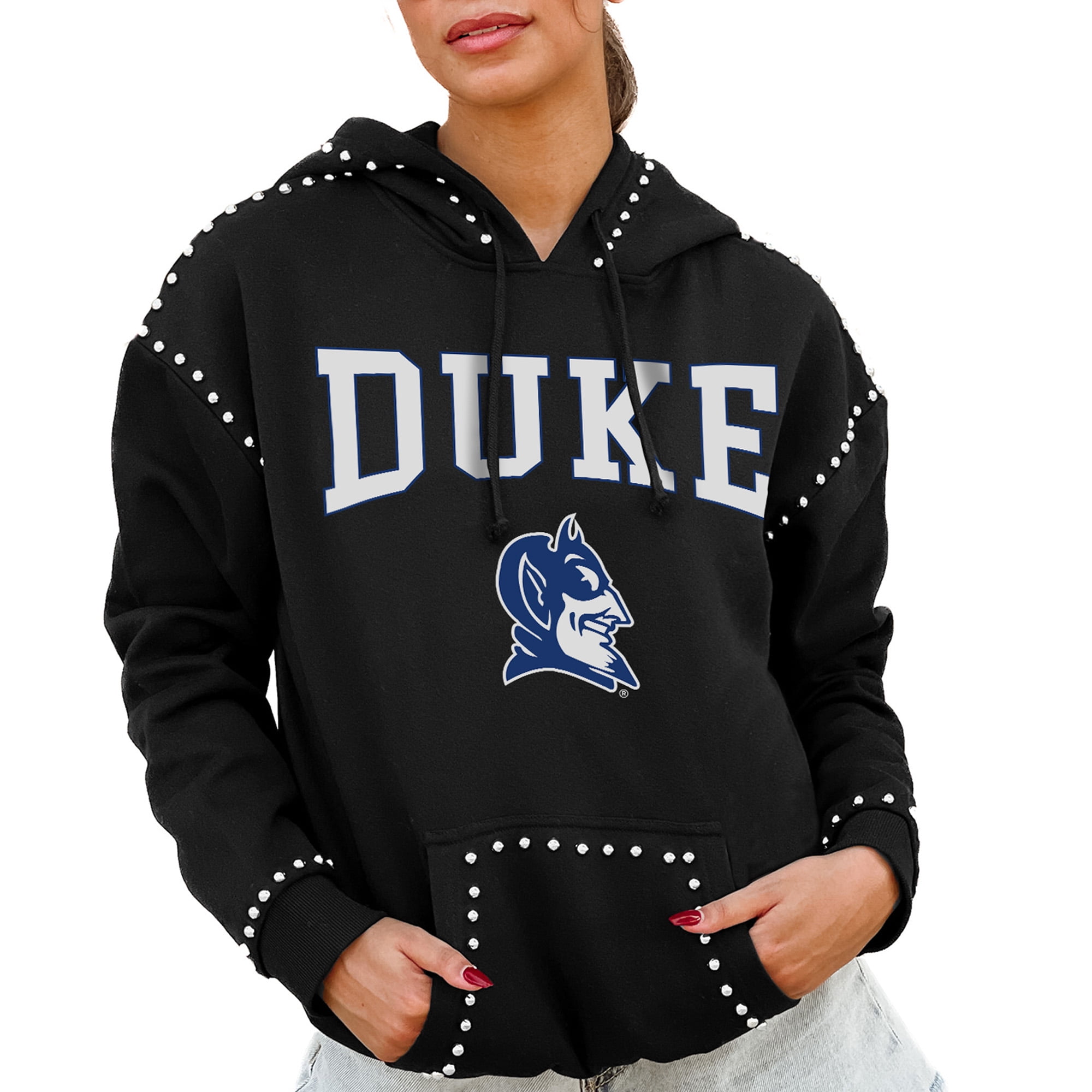 Women's Gameday Couture Black Duke Blue Devils Studded Pullover Hoodie ...