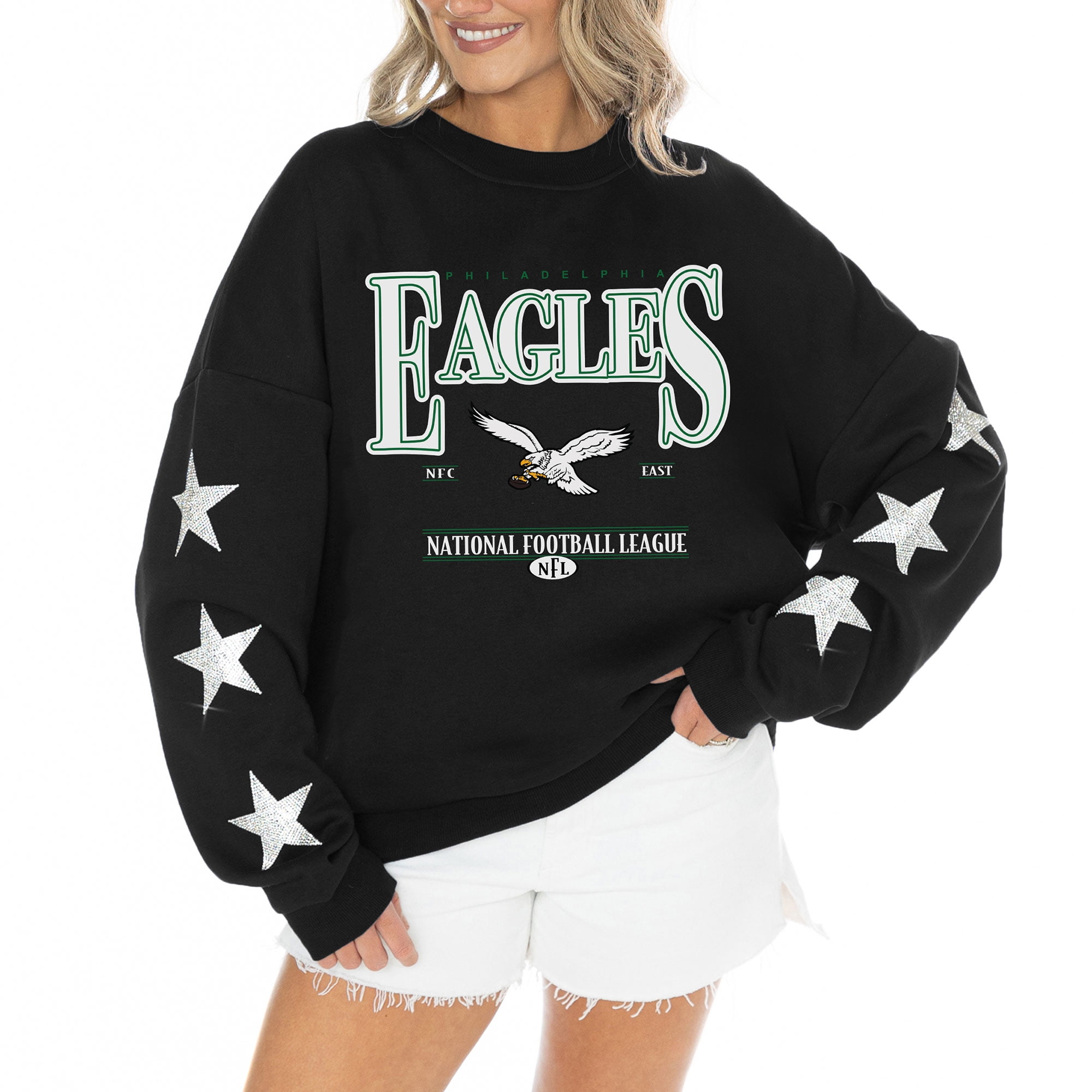 Women's Gameday Couture Black Philadelphia Eagles Rhinestone Star ...