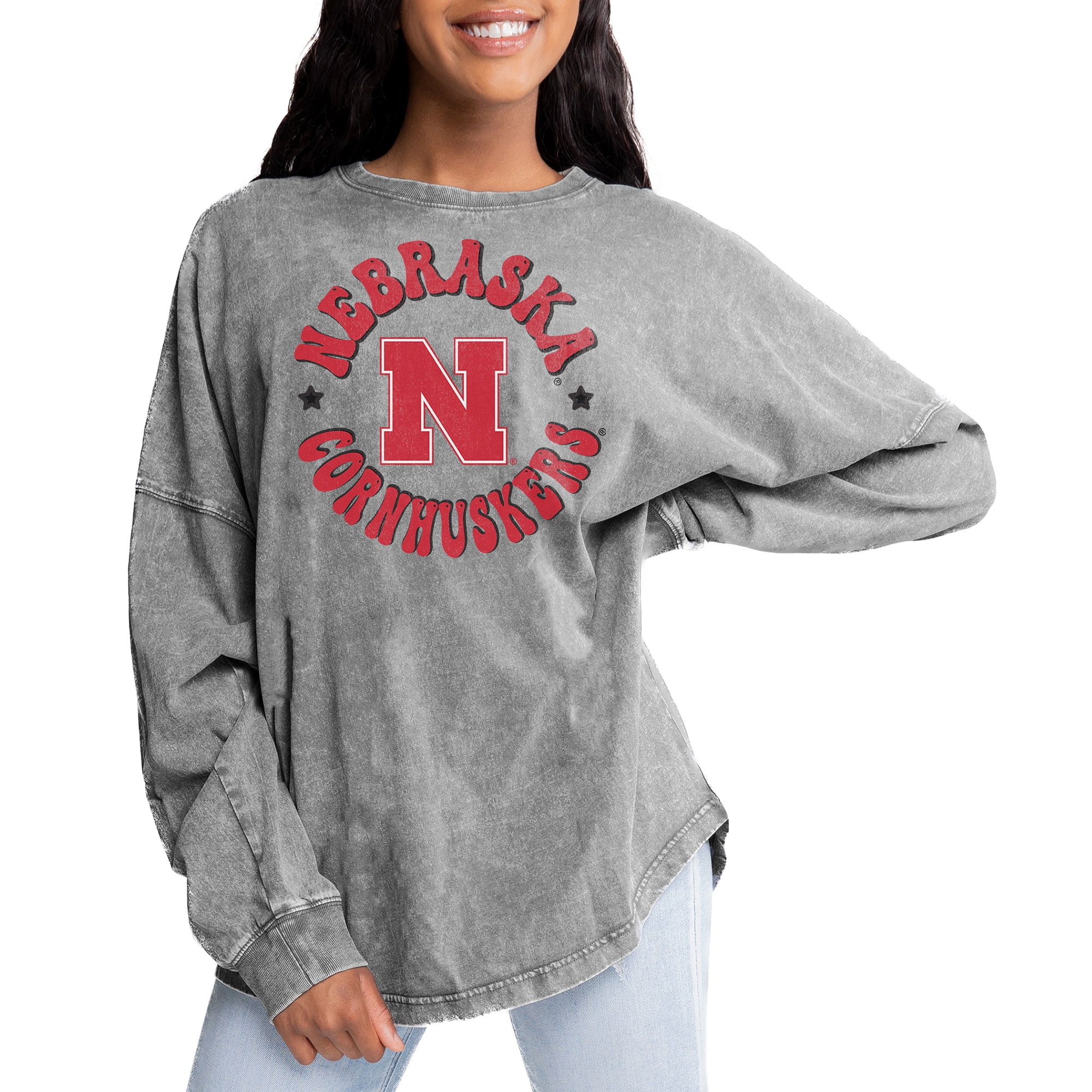 Women's Gameday Couture Gray Nebraska Huskers Playing Around Faded Wash ...
