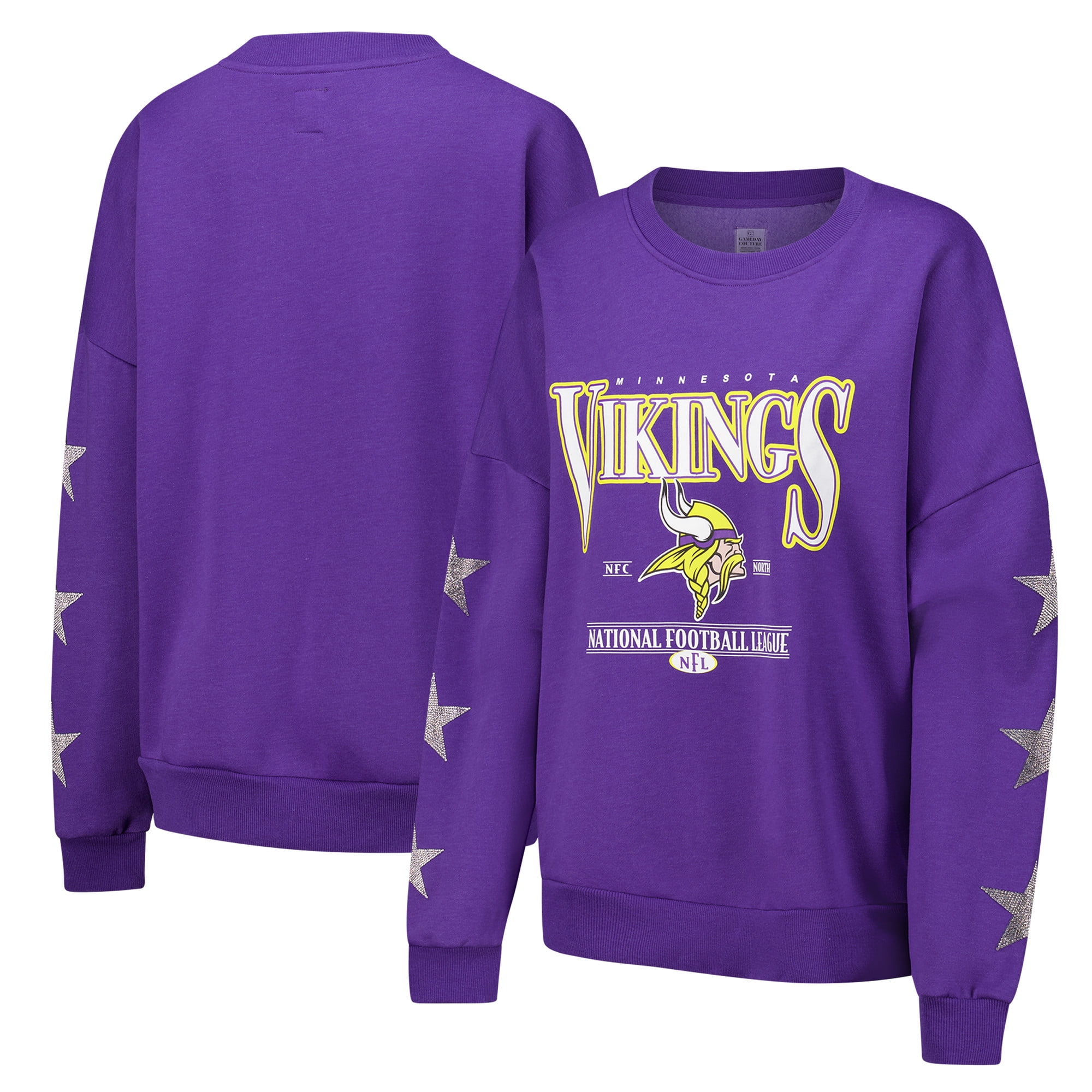 Women's Gameday Couture Purple Minnesota Vikings Rhinestone Star Sleeve ...