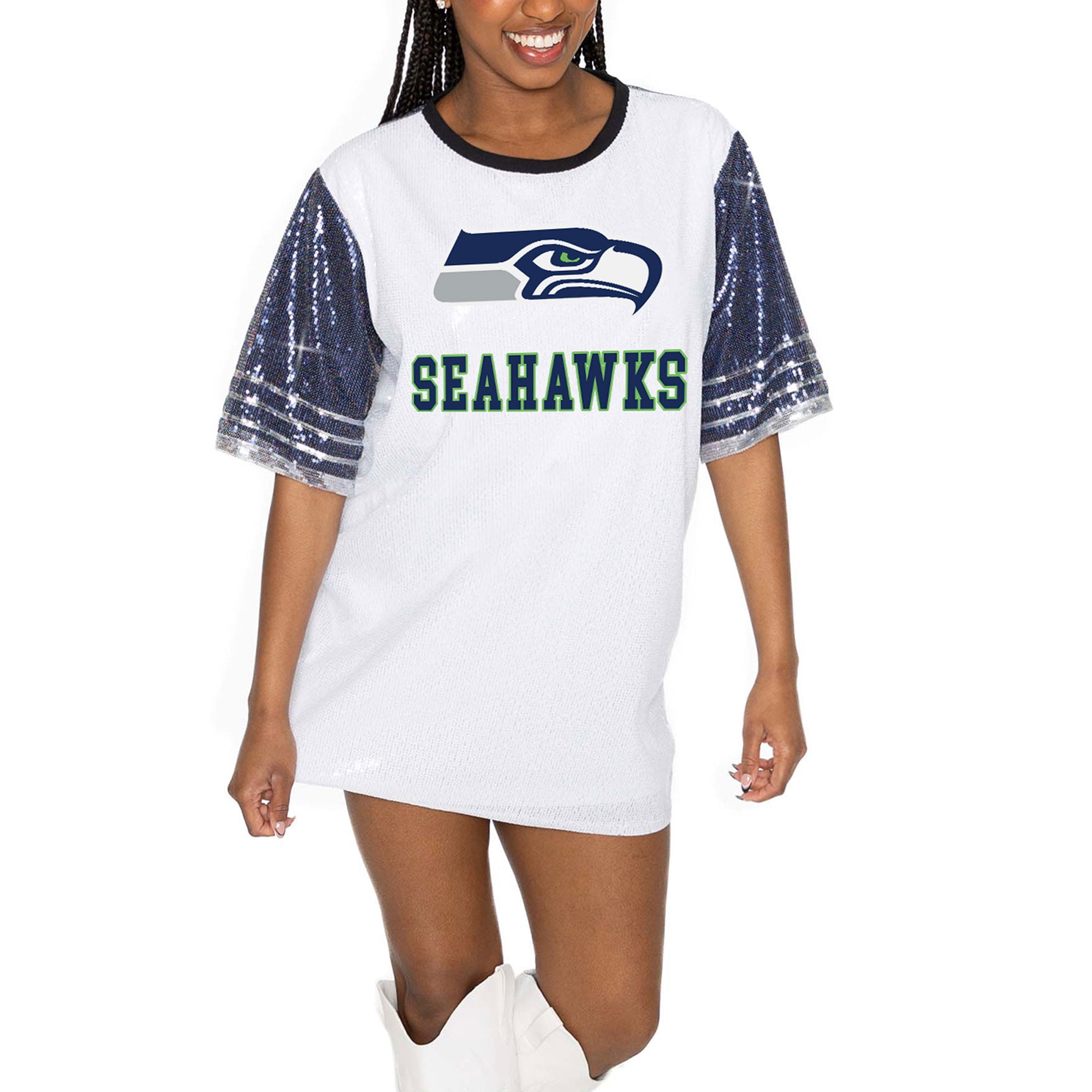 Women's Gameday Couture White/College Navy Seattle Seahawks Bling It ...