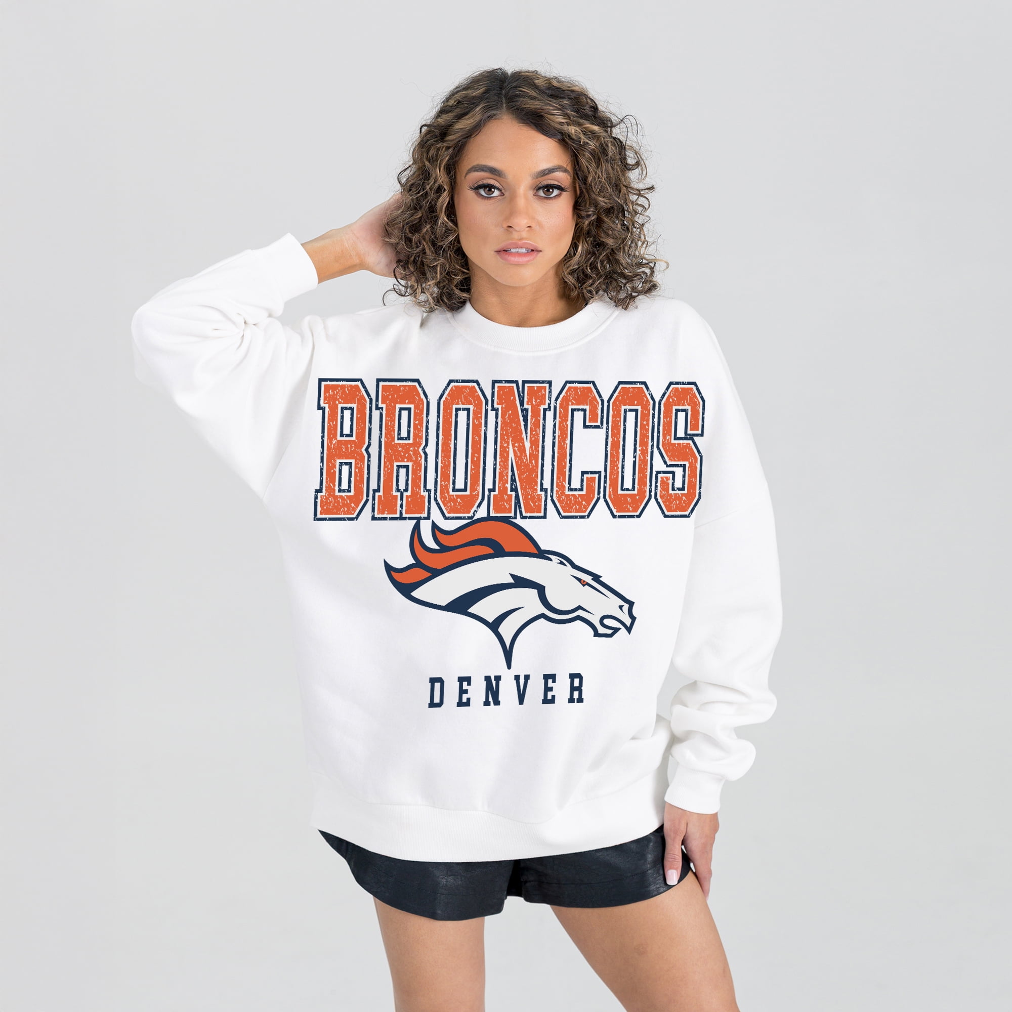 Women's Gameday Couture White Denver Broncos Sunday Drives Oversized ...