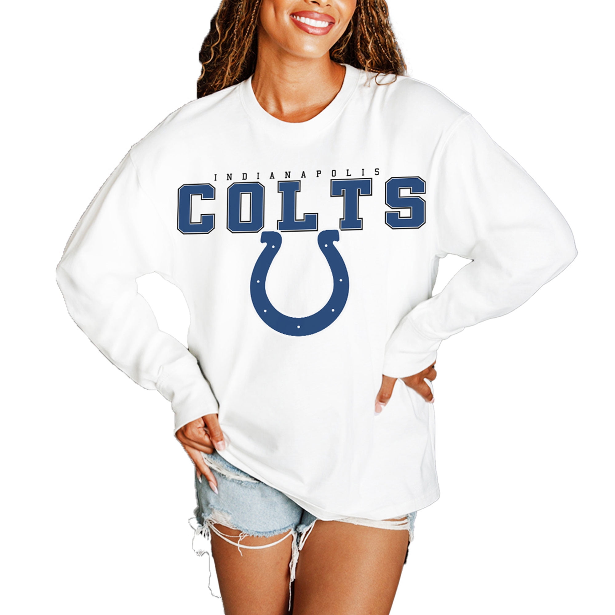 Women's Gameday Couture White Indianapolis Colts Big Goals Oversized ...