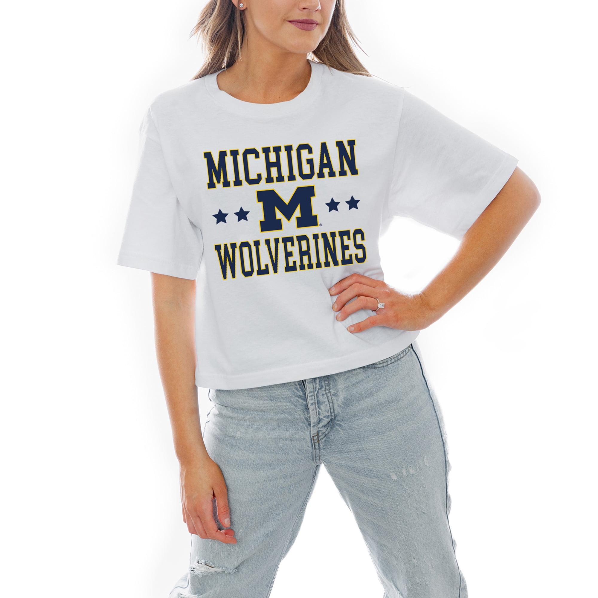 Women's Gameday Couture White Michigan Wolverines Stars Boxy Fit ...