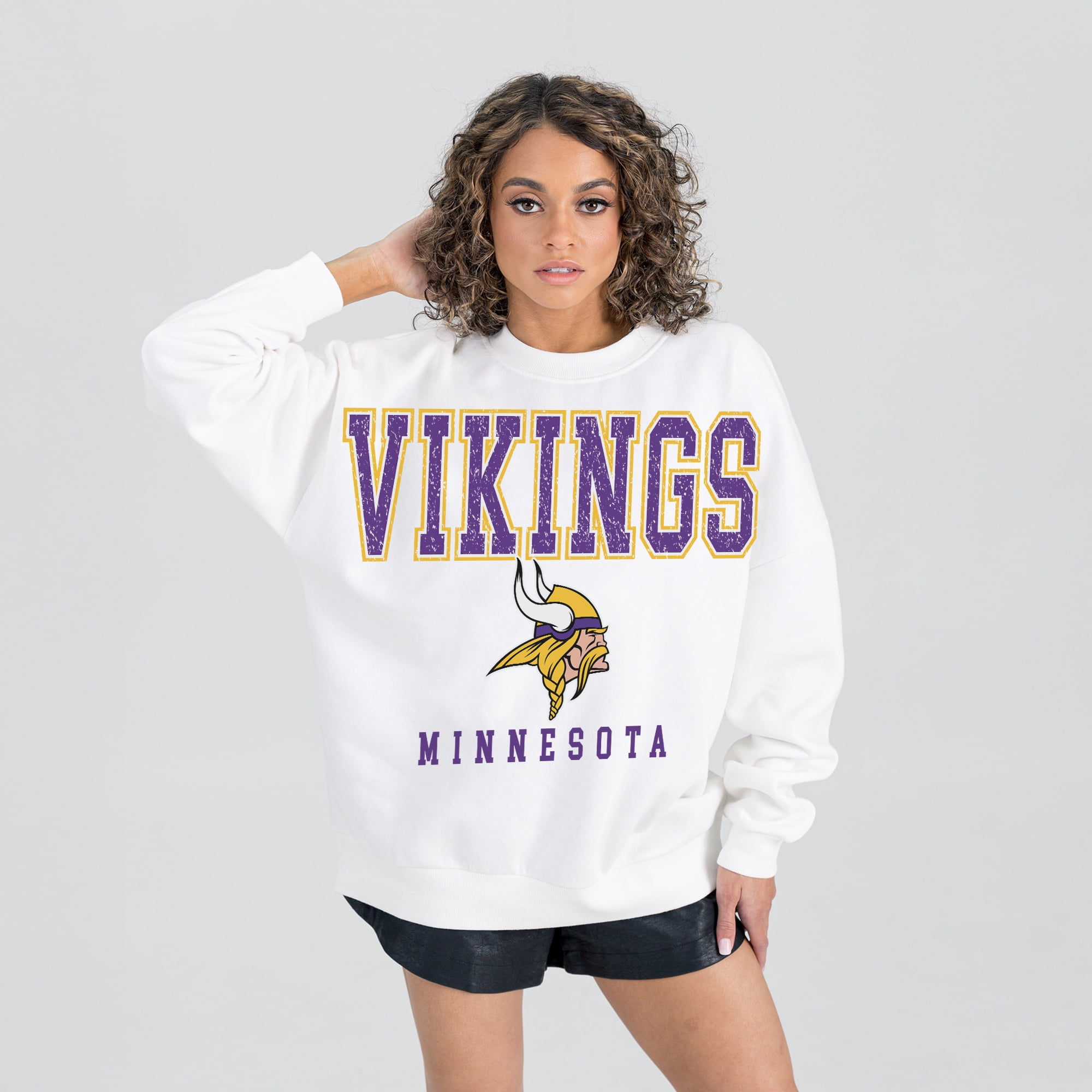Women's Gameday Couture White Minnesota Vikings Sunday Drives Oversized ...