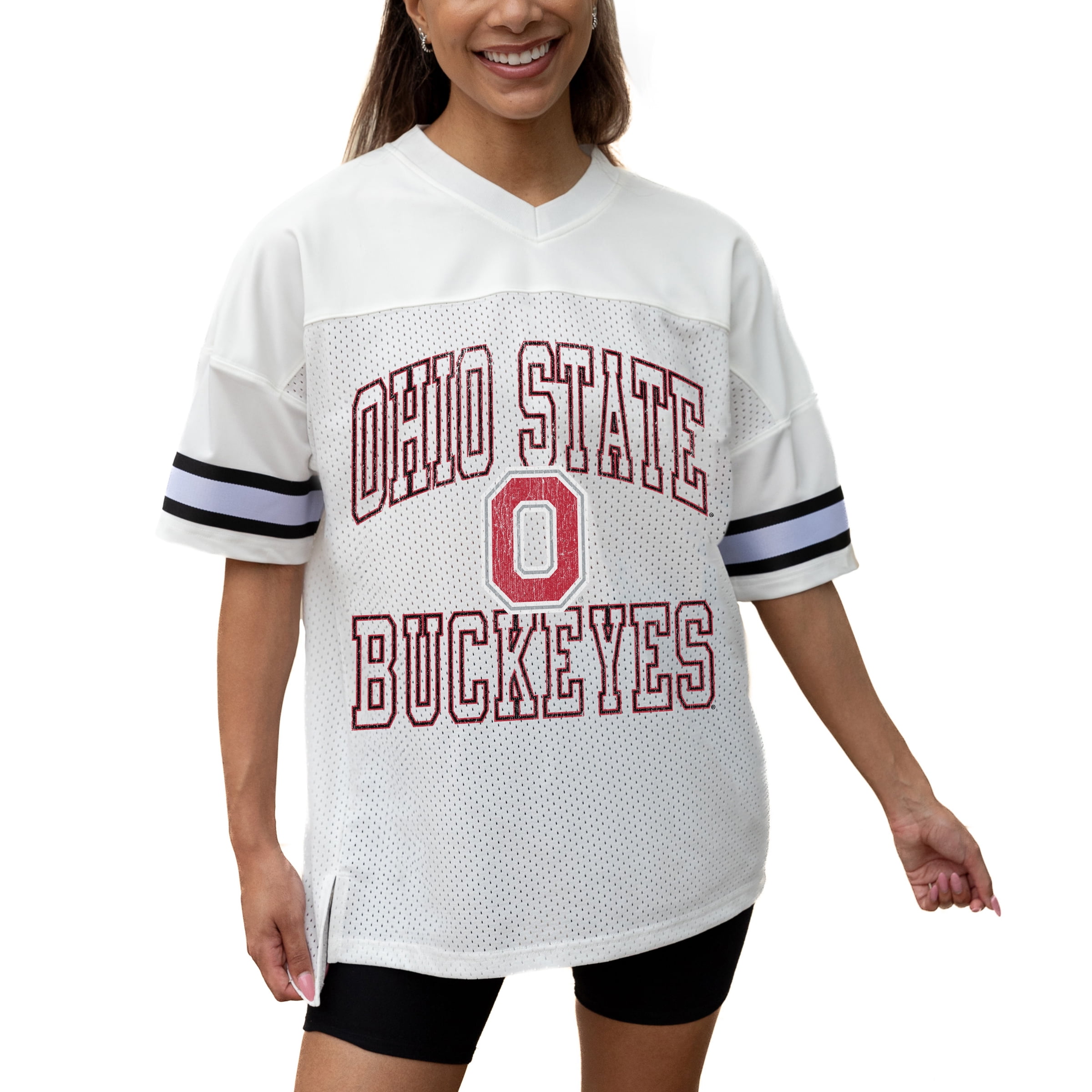 Women's Gameday Couture White Ohio State Buckeyes Iconic Oversized ...