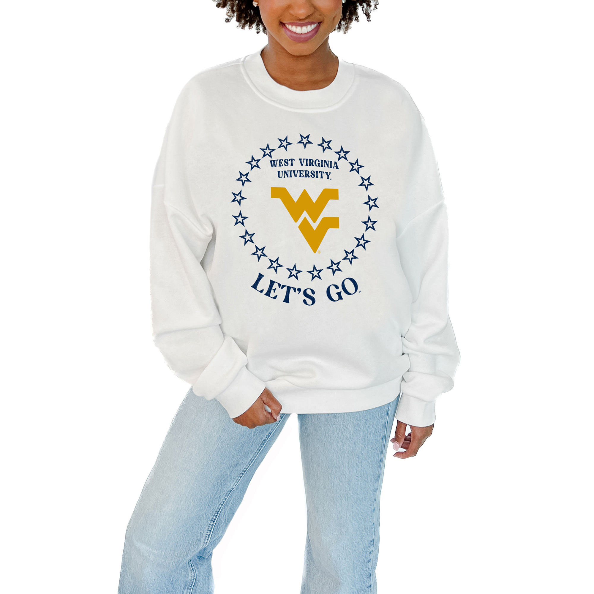 Women's Gameday Couture White West Virginia Mountaineers Stars Premium ...