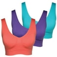 Genie Women's Comfort Sports Bras, 3 Pack, Nylon, Sizes XS to XXL ...