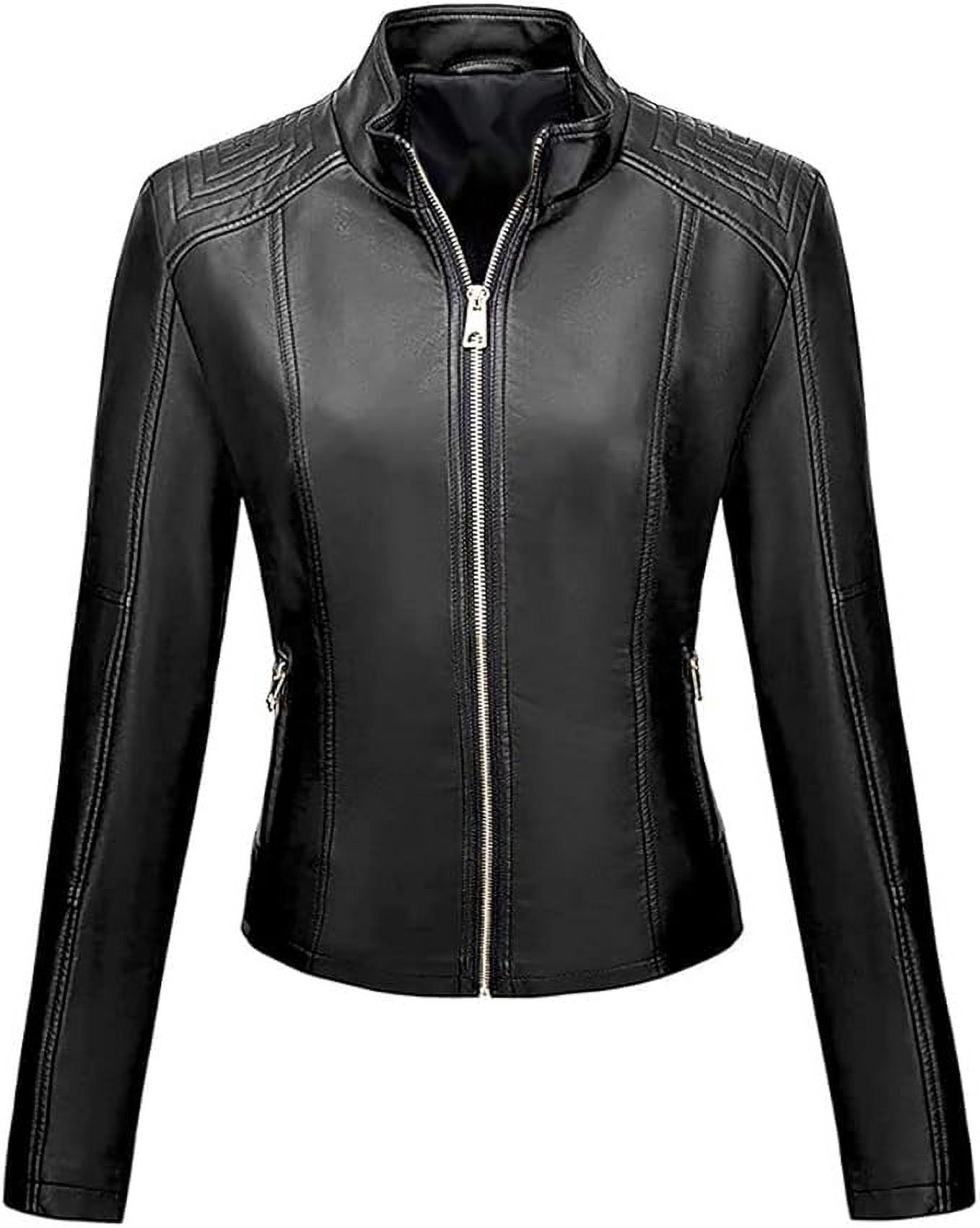 Women's Genuine Black Lambskin Leather Jacket Motorcycle Biker Leather ...