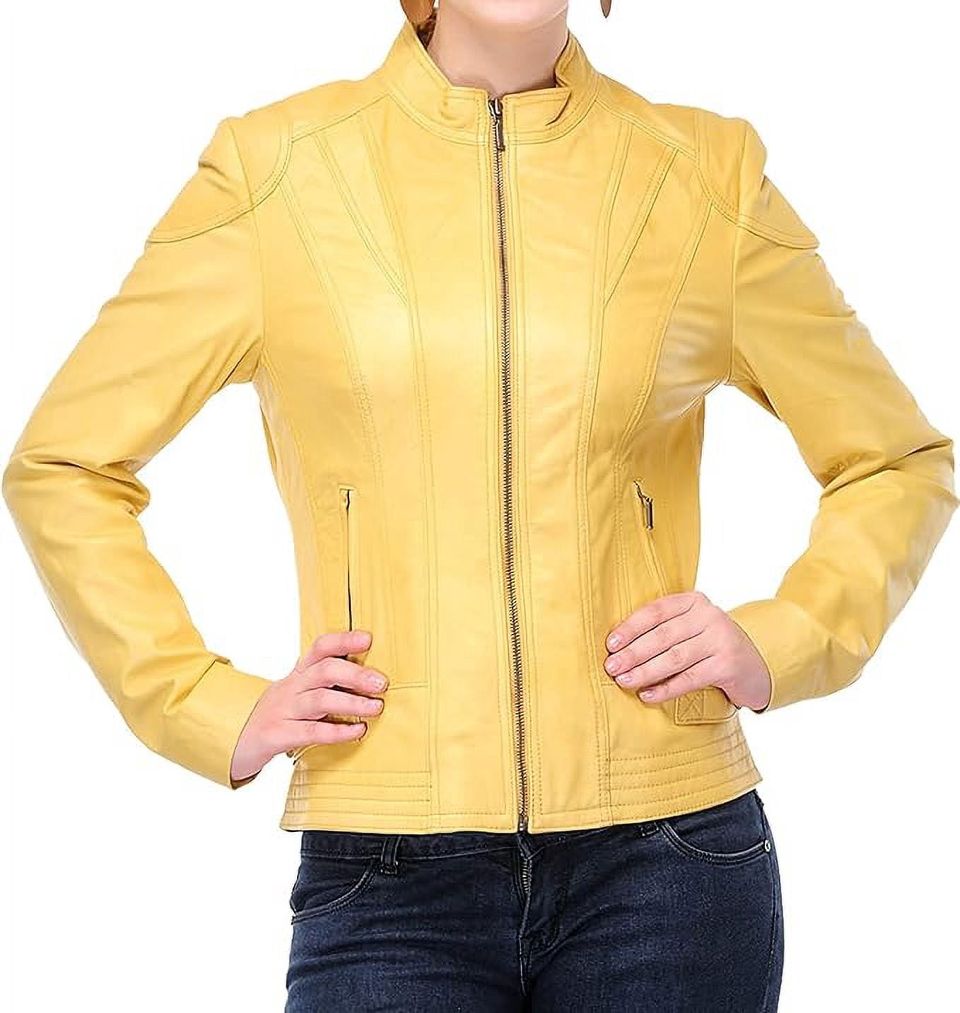 Women's Genuine Lambskin Leather Jacket Motorcycle Biker Leather Jacket ...