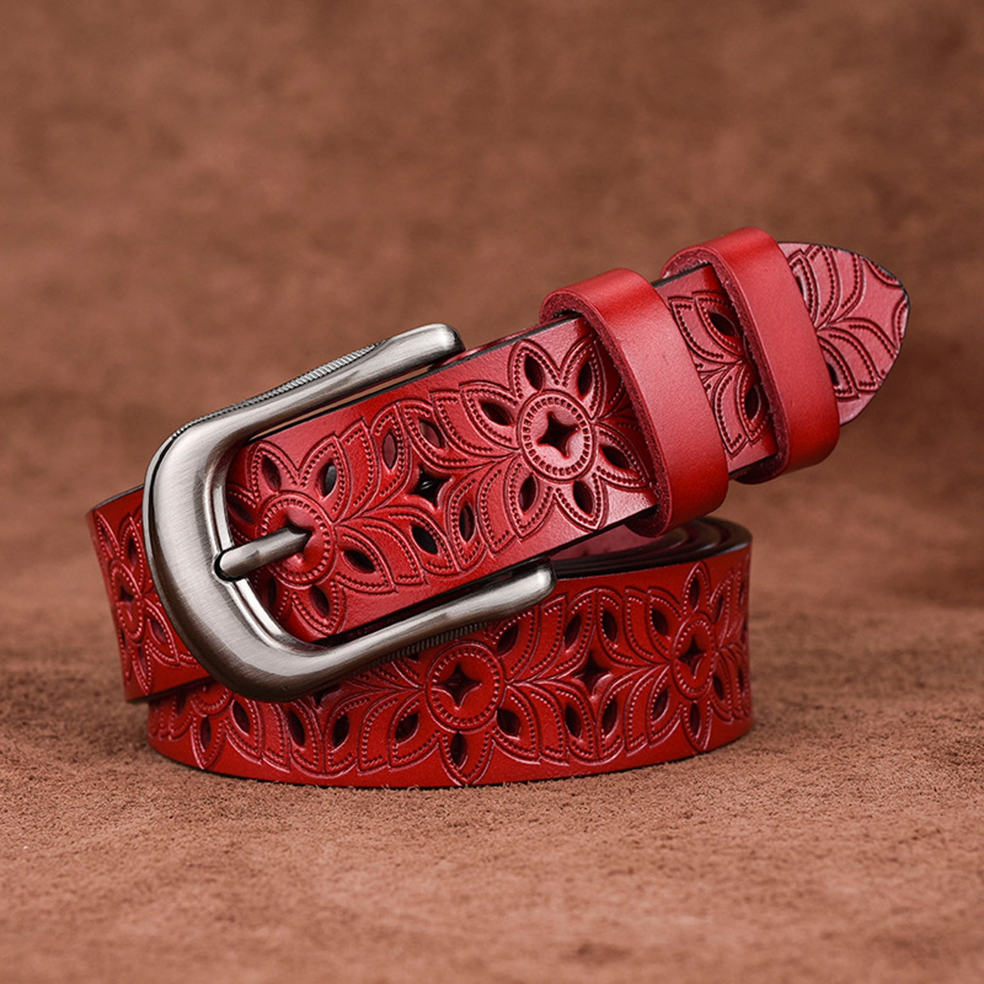 Women's Genuine Leather Belts Female Fashion Hollow Belt Vintage ...
