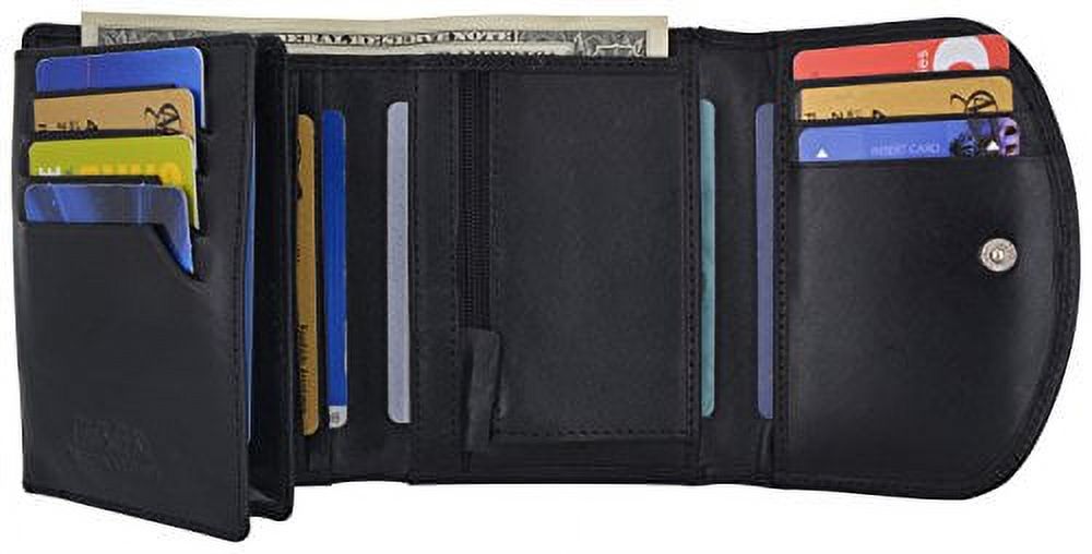 Women's Genuine Leather Compact Double ID Windows Credit Card Holder ...