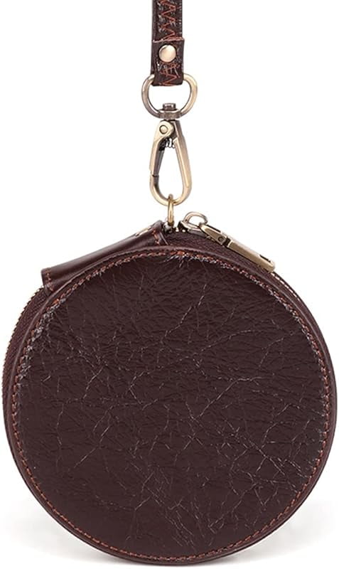 Women's Genuine Leather Round Coin Purse Mini Pouch Change Wallet With ...