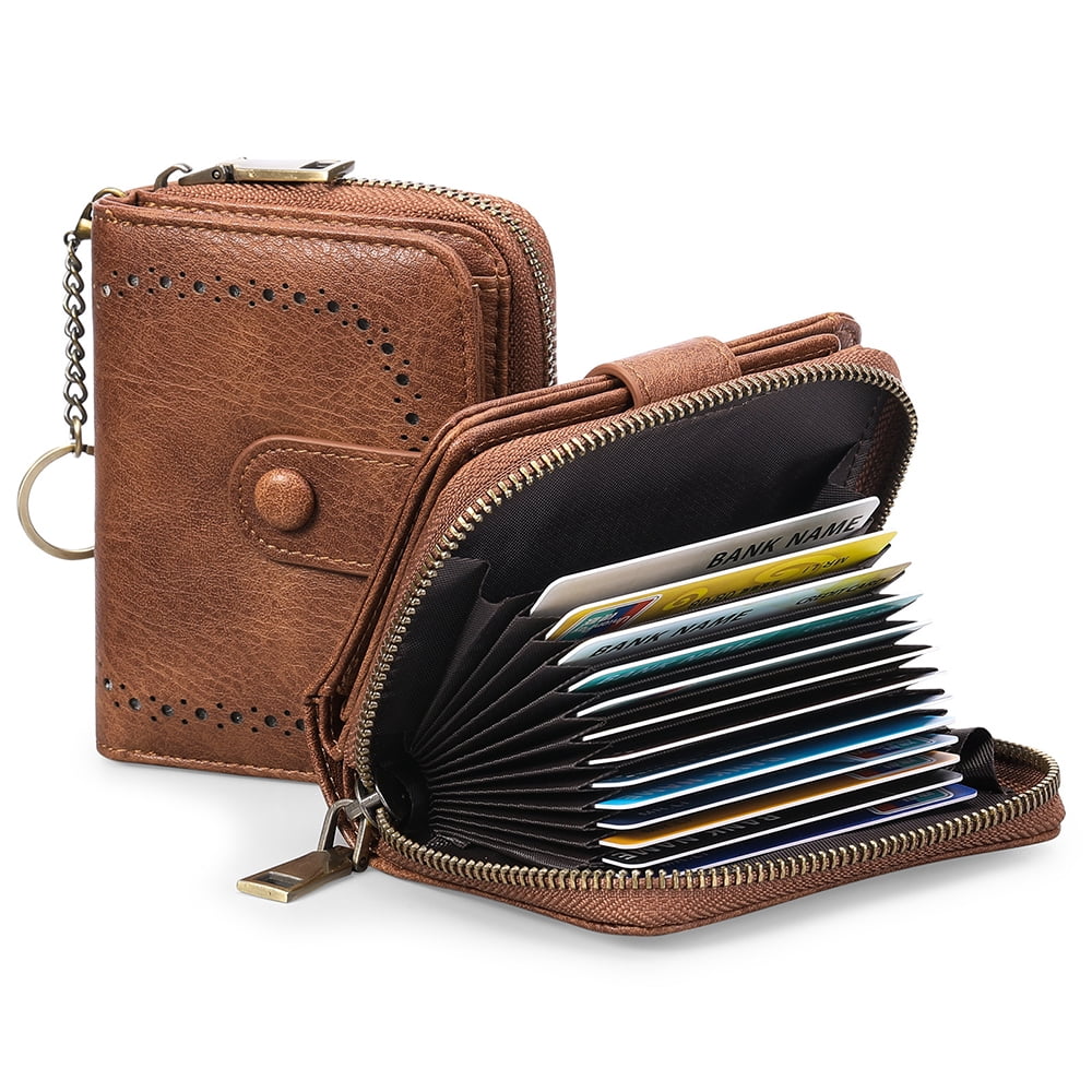 Women's Genuine Leather Wallet, RFID Blocking Compact Size Credit Card ...