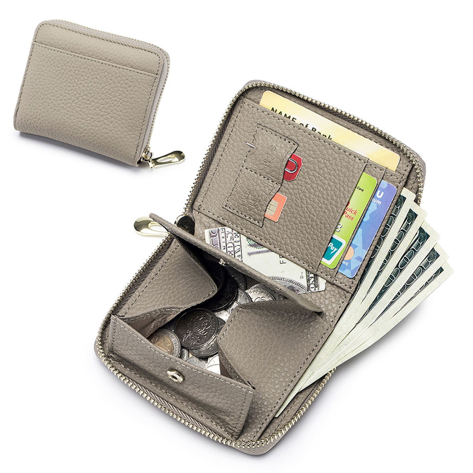 Women's Genuine Leather Wallet,RFID Blocking Mini Pocket Purse,Card ...