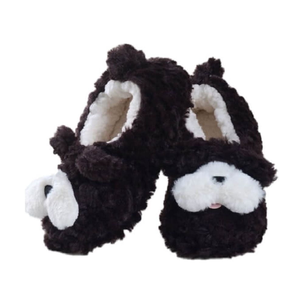 Women's Girls Cute Plush Dog Puppy Faux Sherpa House Slippers Christmas ...